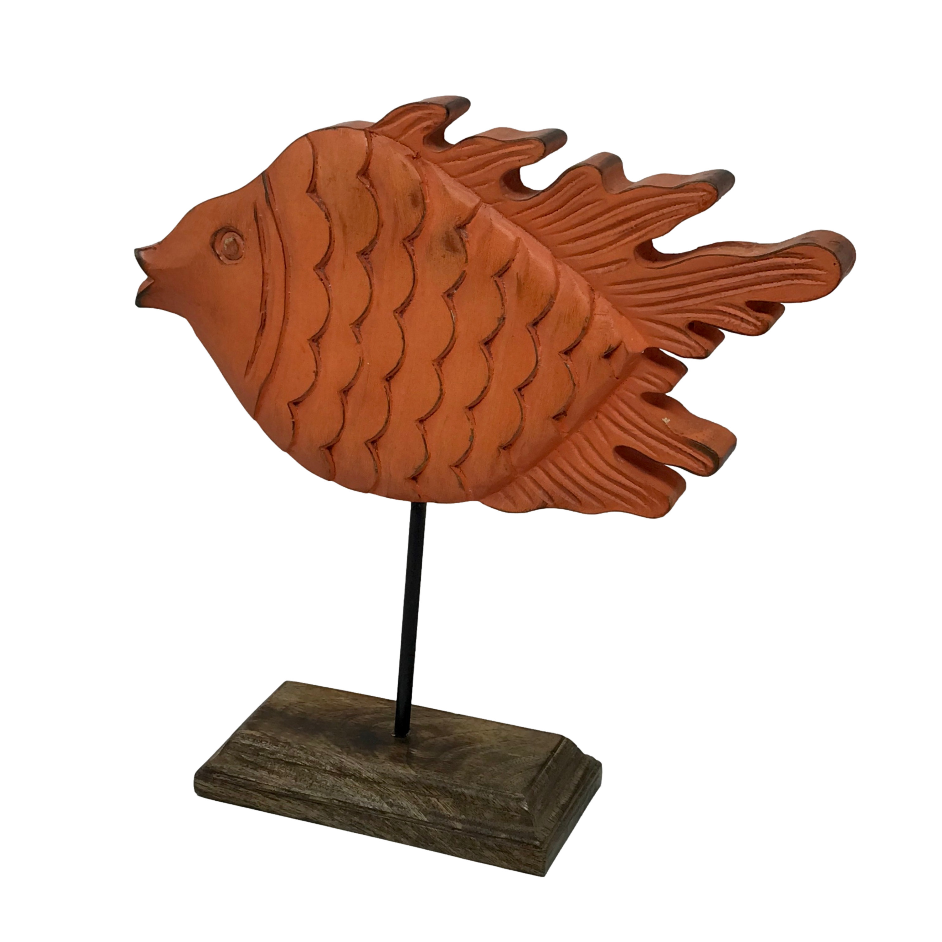 Highland Dunes Sonny Sunfish Hand Carved Wood Figure On Stand - Wayfair ...