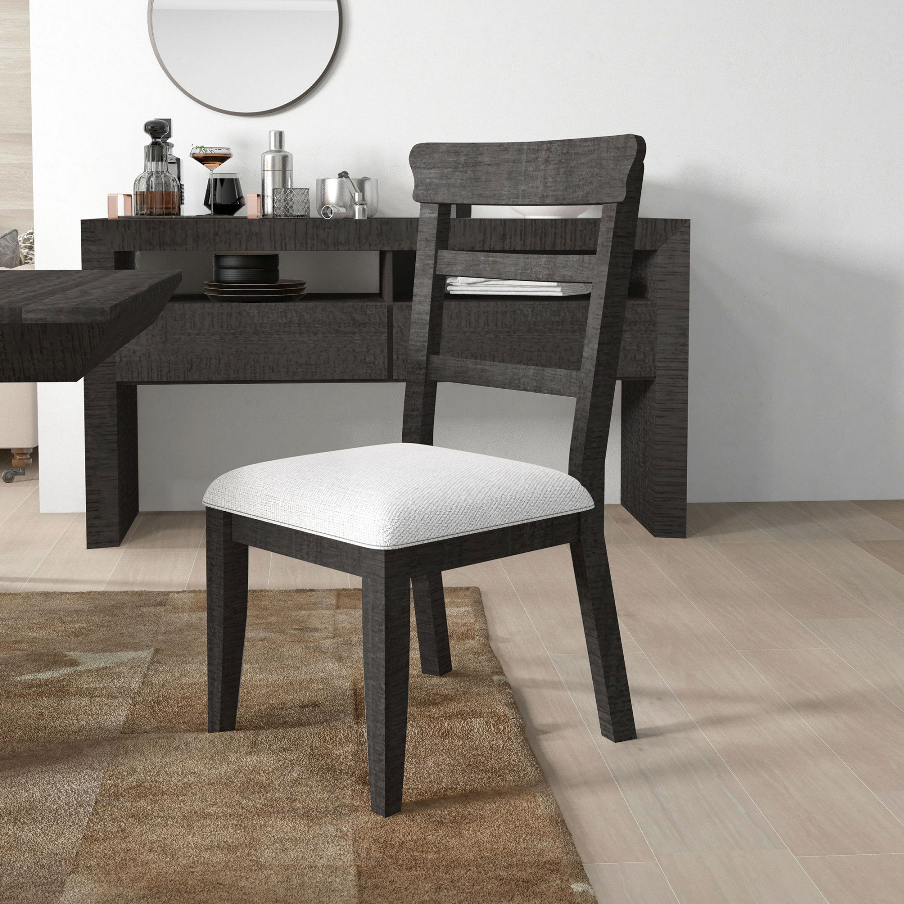 Lark Manor™ Set of 2 Upholstered Cushion Seat Wooden Ladder Back | Wayfair