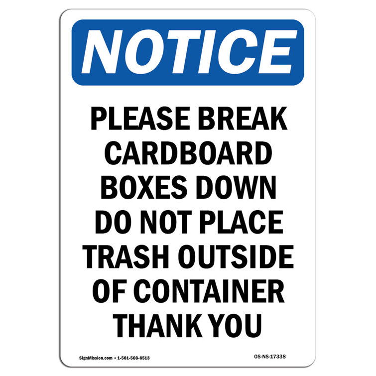 SignMission Please Break Cardboard Boxes Down Sign | Wayfair