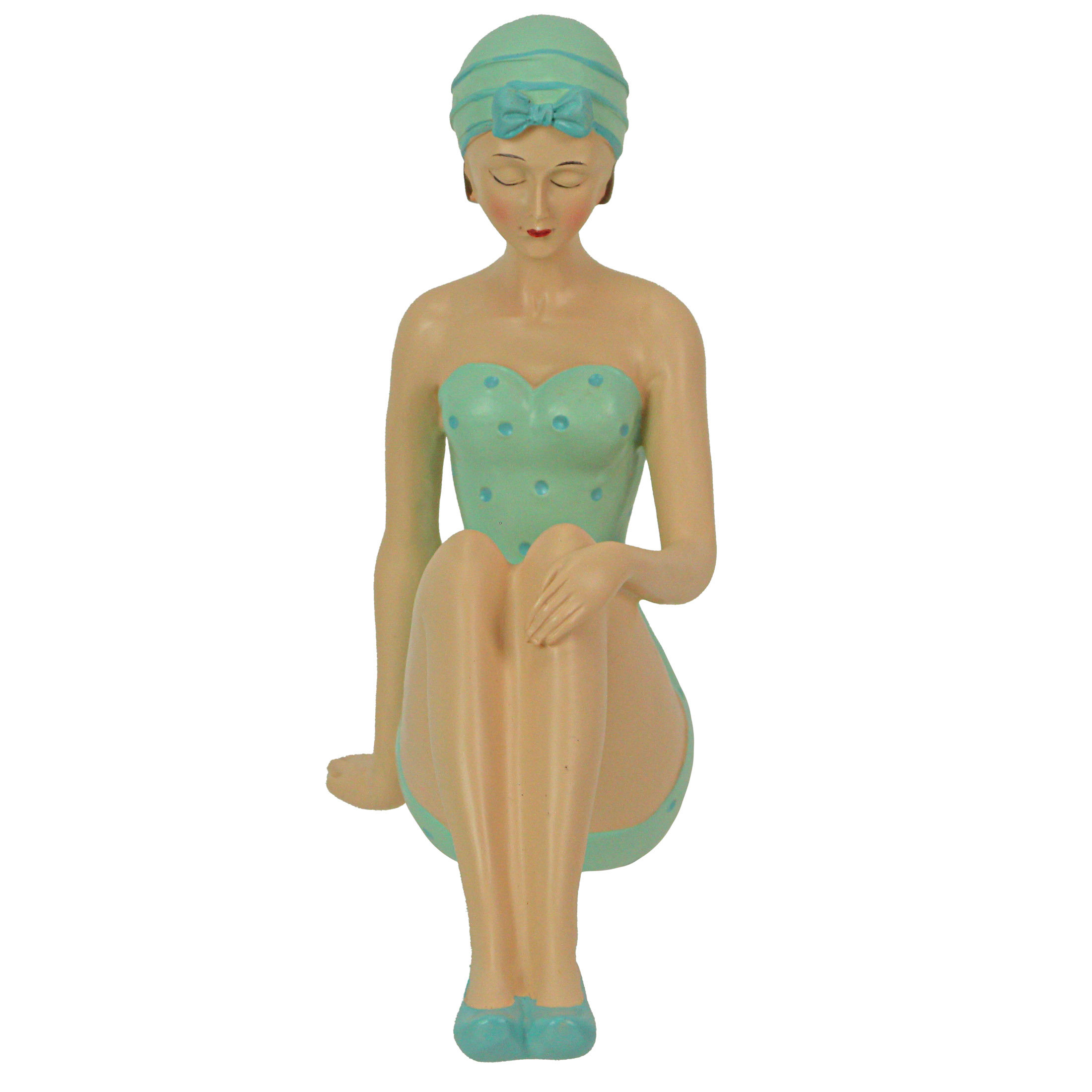 Dovecove Kahrama Vintage Bathing Beauty Beach Girl Relaxing in Teal and ...
