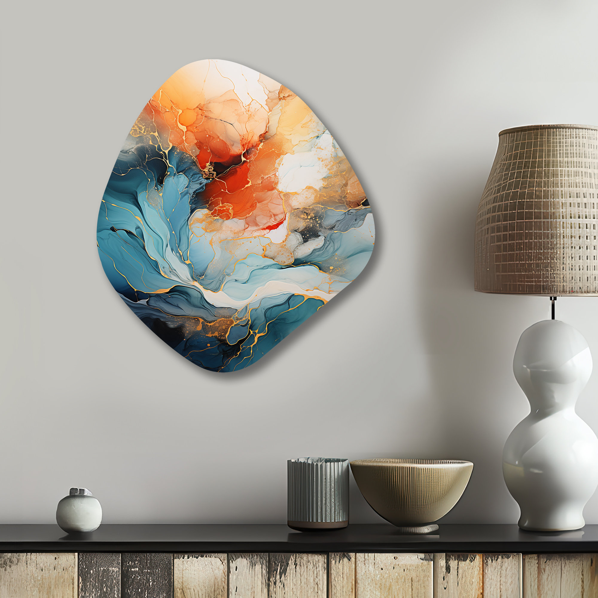 Design Art Teal Orange Bold Abstract Flow Collage II - Dams Nebula ...