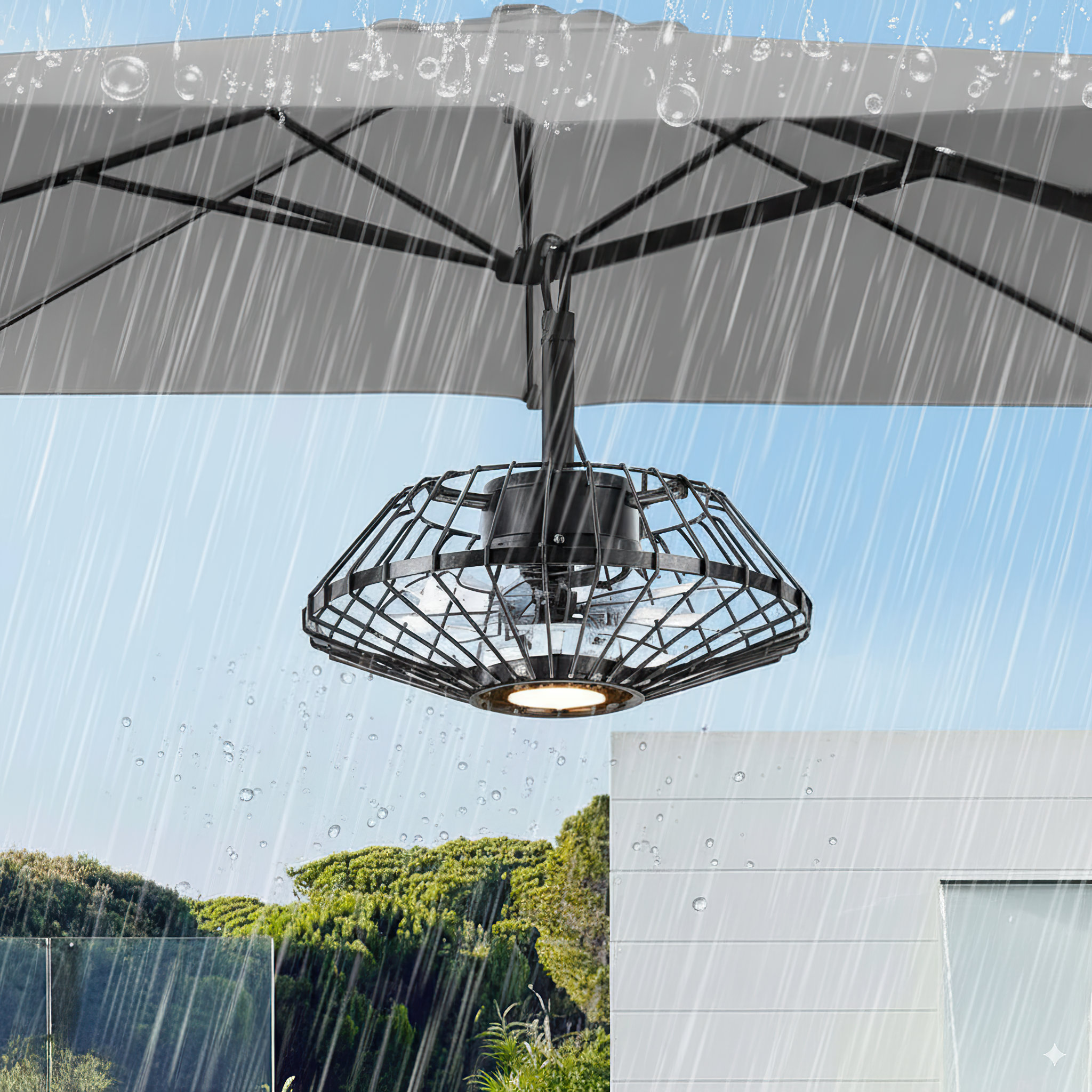 17 Stories 15" IP64 Waterproof Outdoor Ceiling Fan with Dimmable LED ...