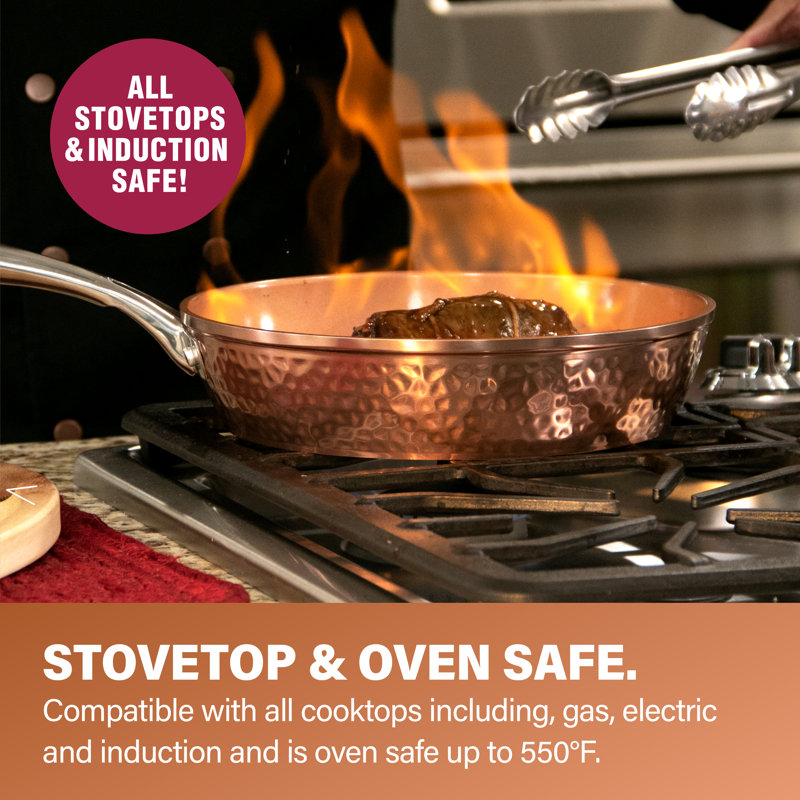 Gotham Steel Hammered Copper 5 Piece Ceramic Non Stick Cookware Set ...