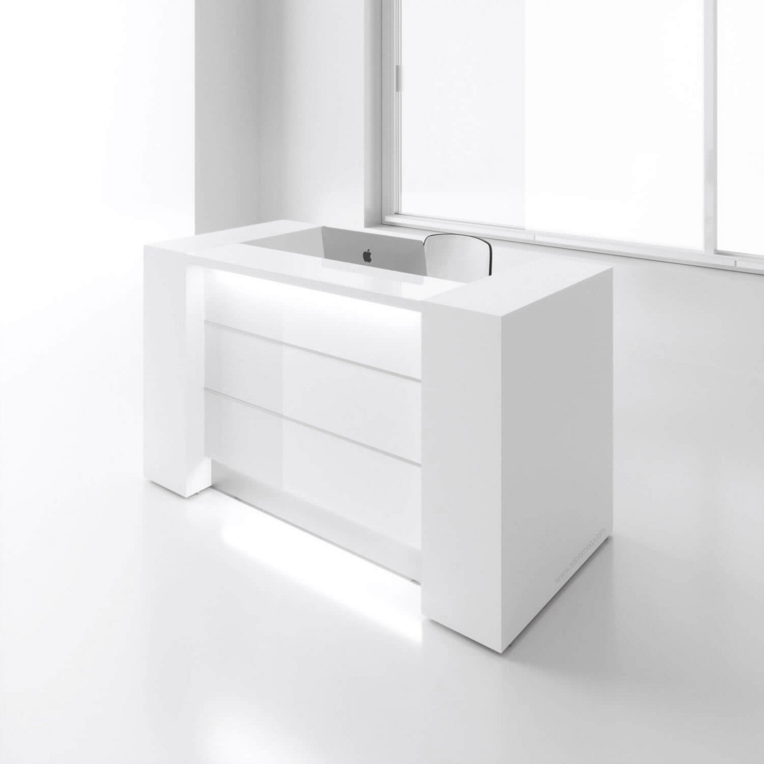 Inbox Zero VALDE 87" Straight Reception Desk with Storages & LED Light ...