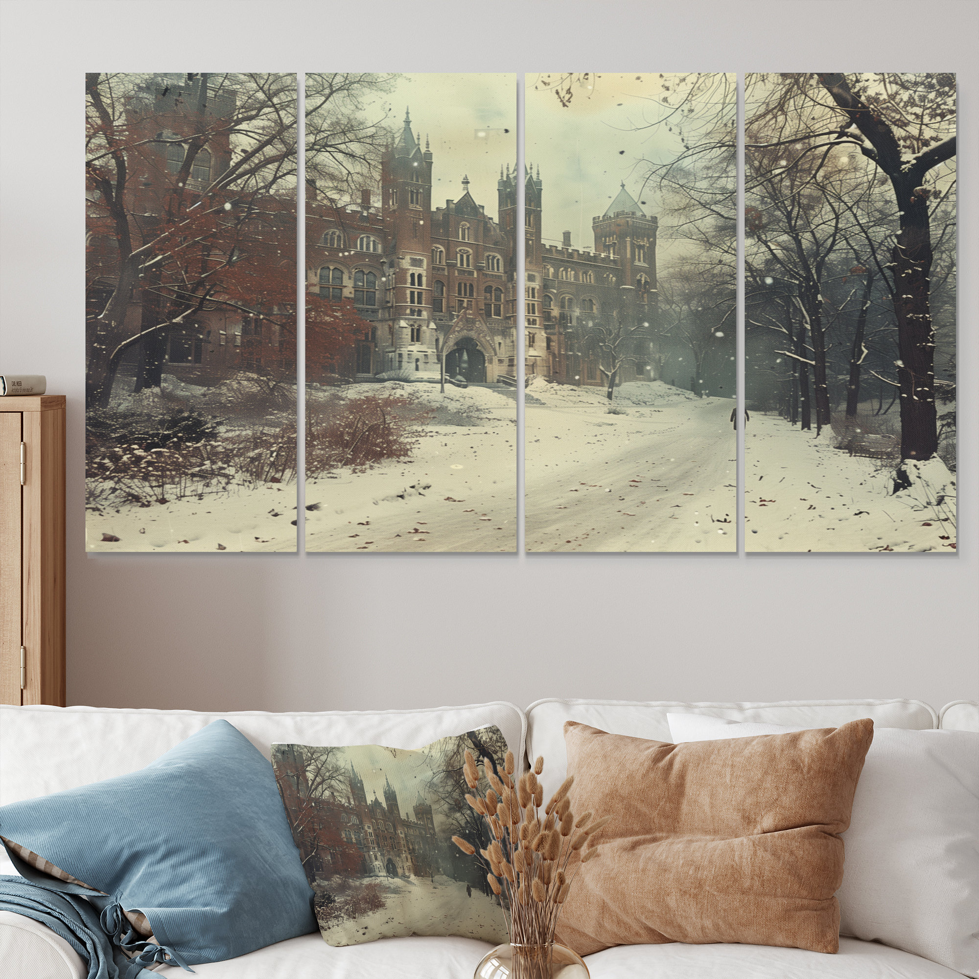 Design Art Monochrome Grey University Buildings Winter Charm - College ...