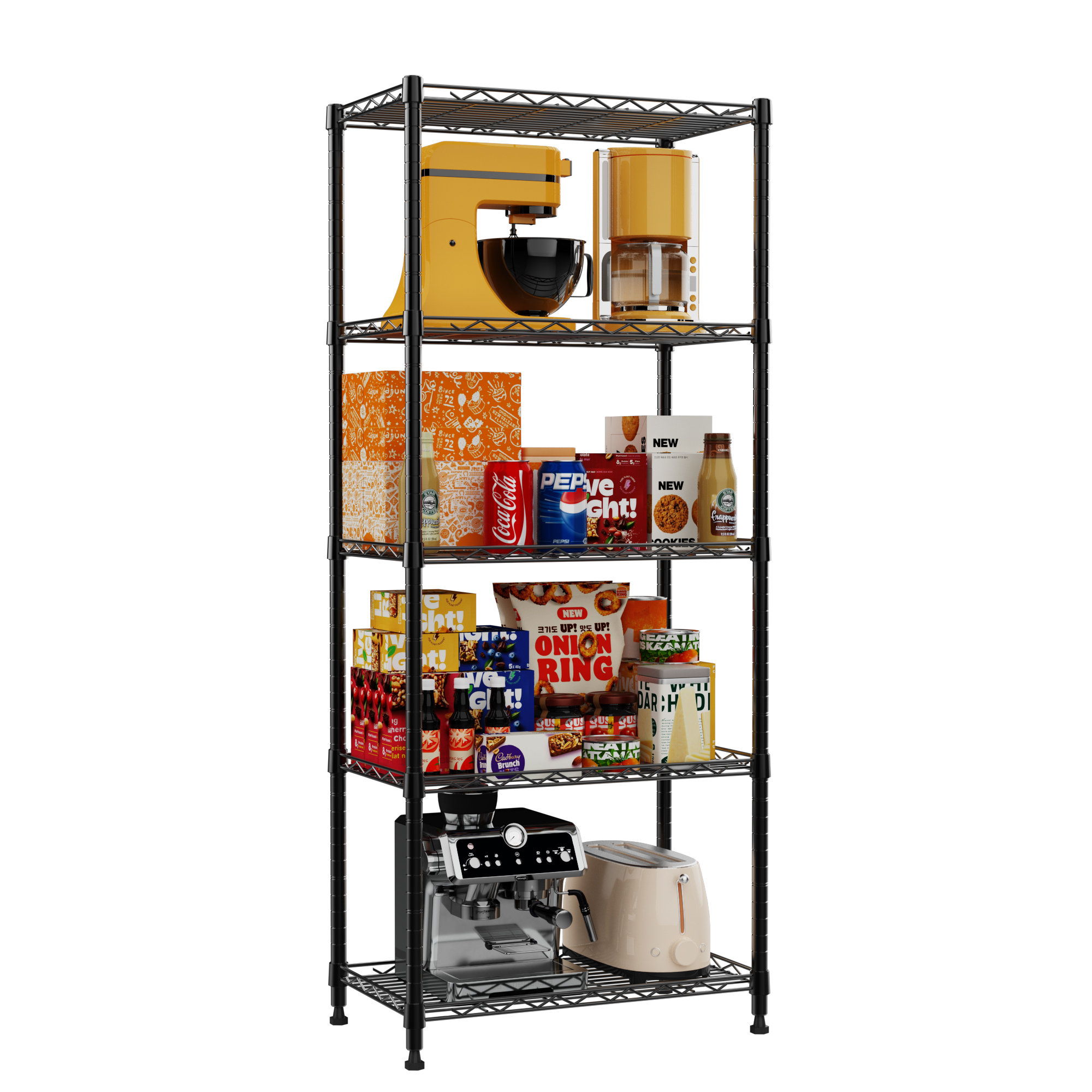Rebrilliant 5-Wire Shelving Metal Storage Rack Adjustable Shelves ...