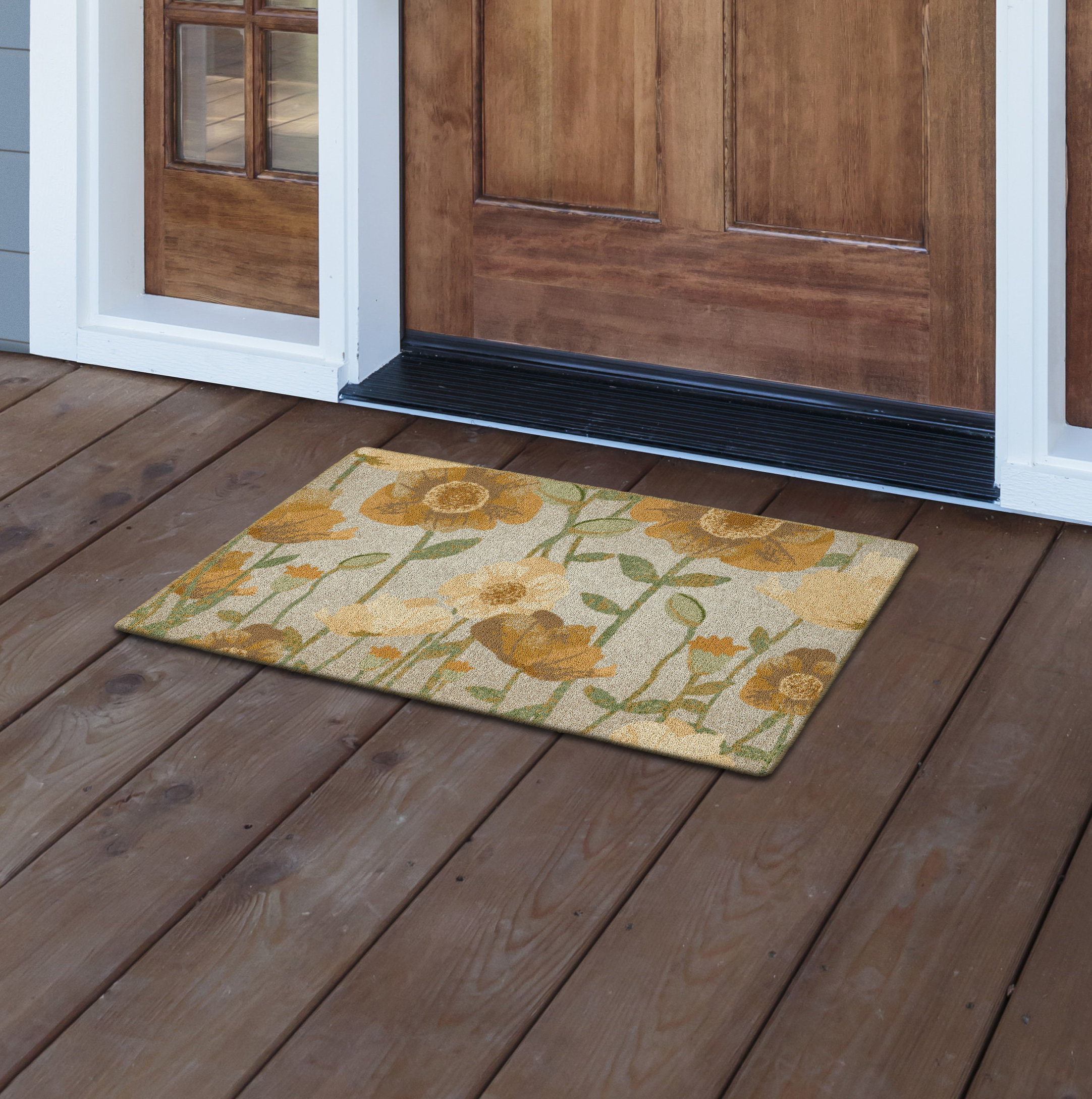 Rosalind Wheeler Dietrick Floral Tufted Gold Area Rug | Wayfair