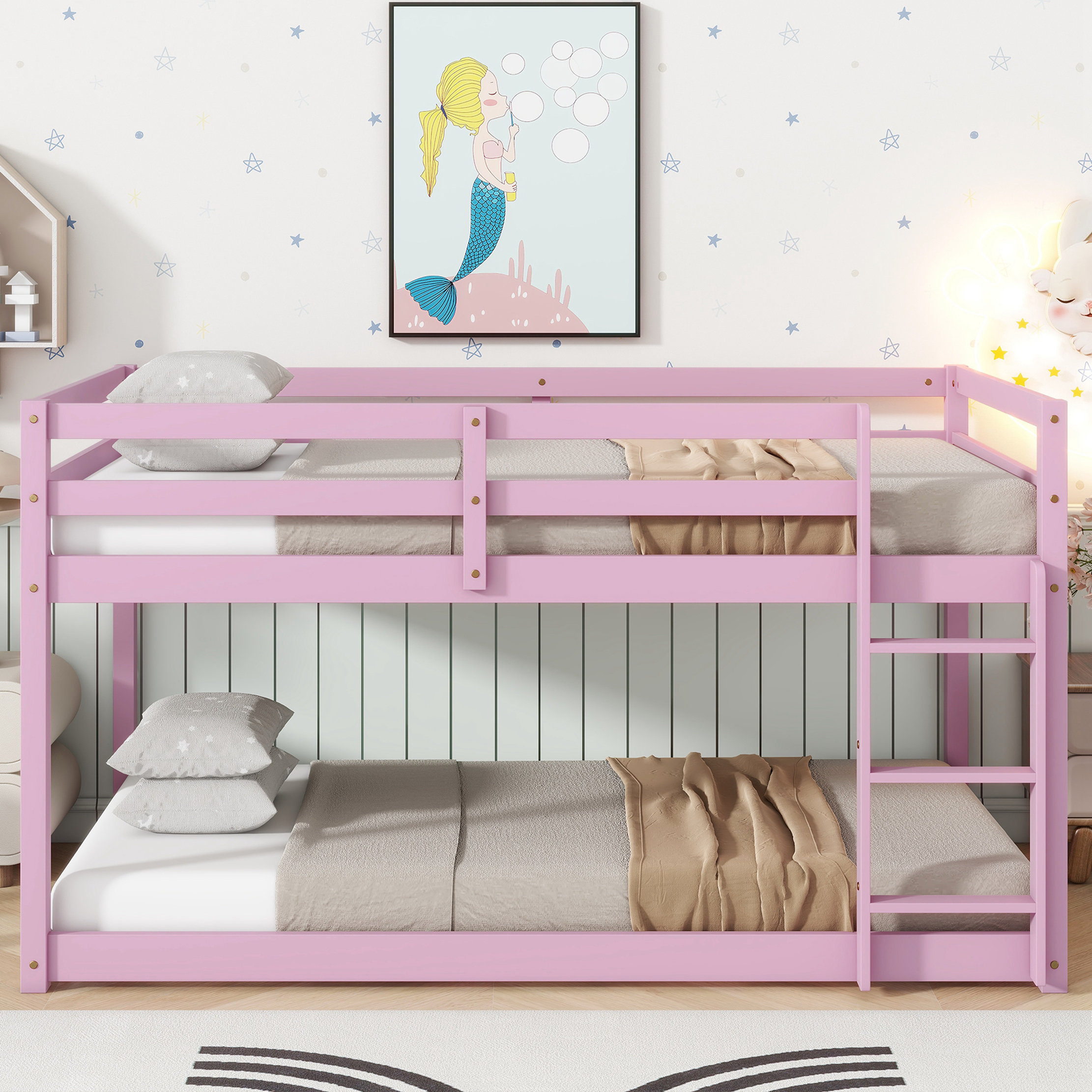 Latitude Run® Versatile Solid Wooden Loft Bed With Ladder And Sturdy ...