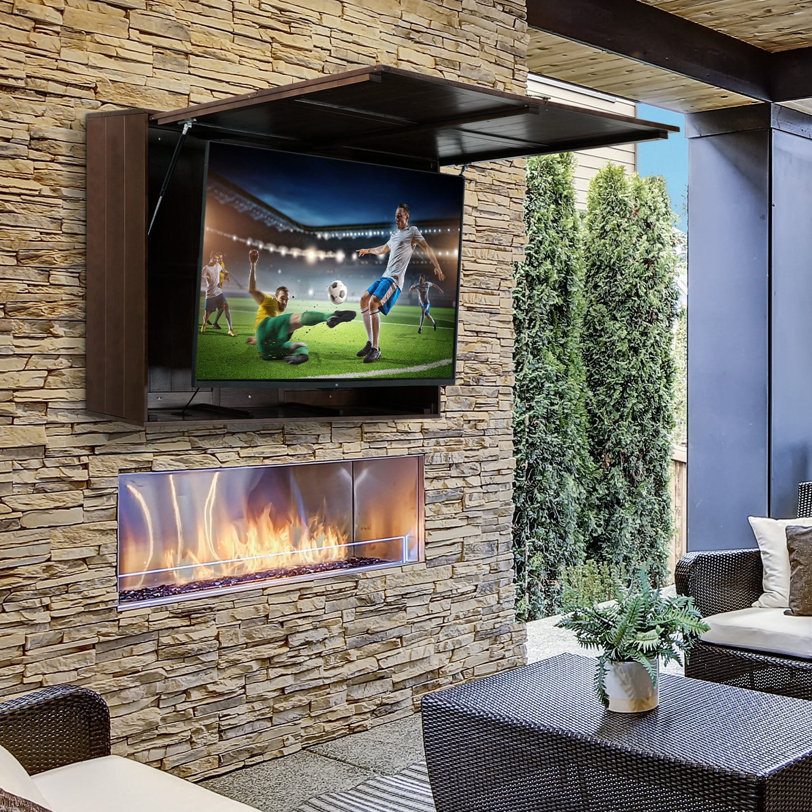 AHB Solid Wood Outdoor Tv Enclosure, Outdoor Tv Hard Cover ...