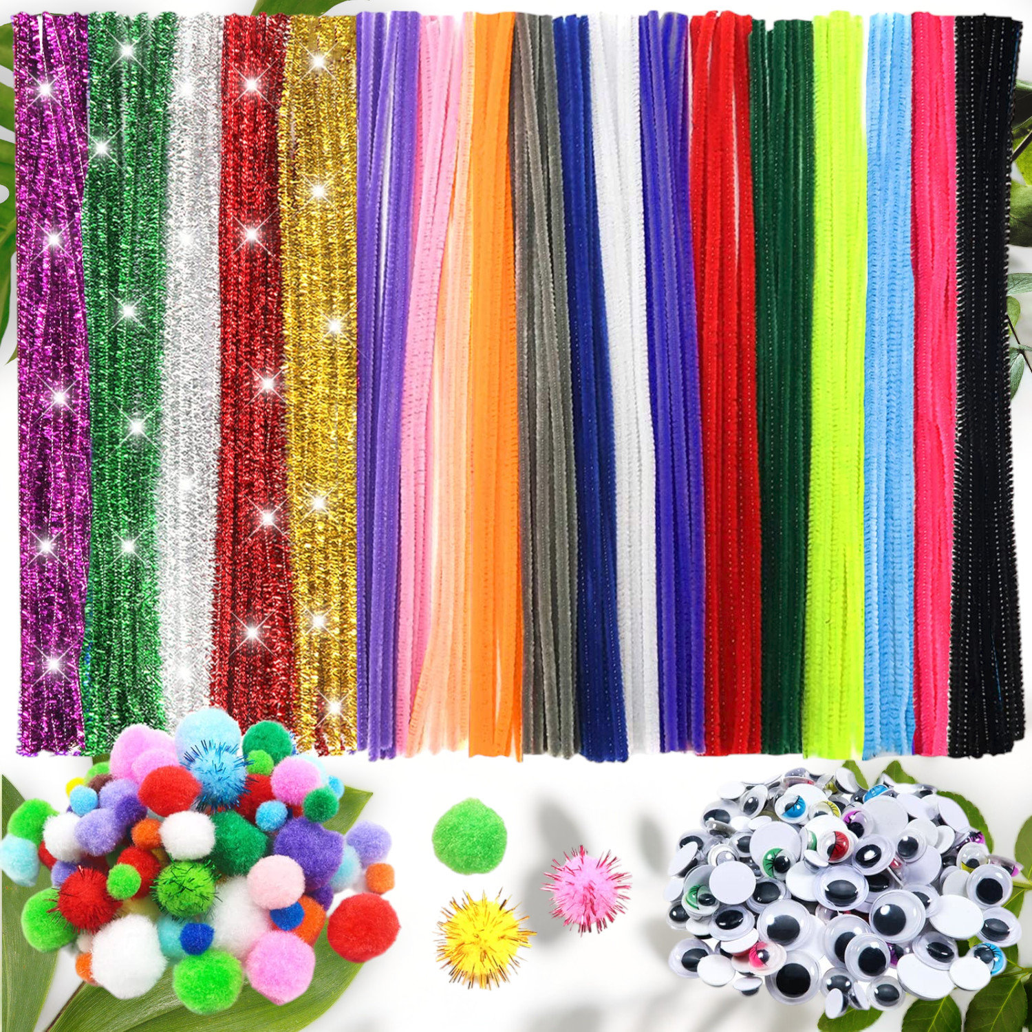 Pacific Funds 500-Piece Craft Supplies Set with Pom-Poms and Eyes ...