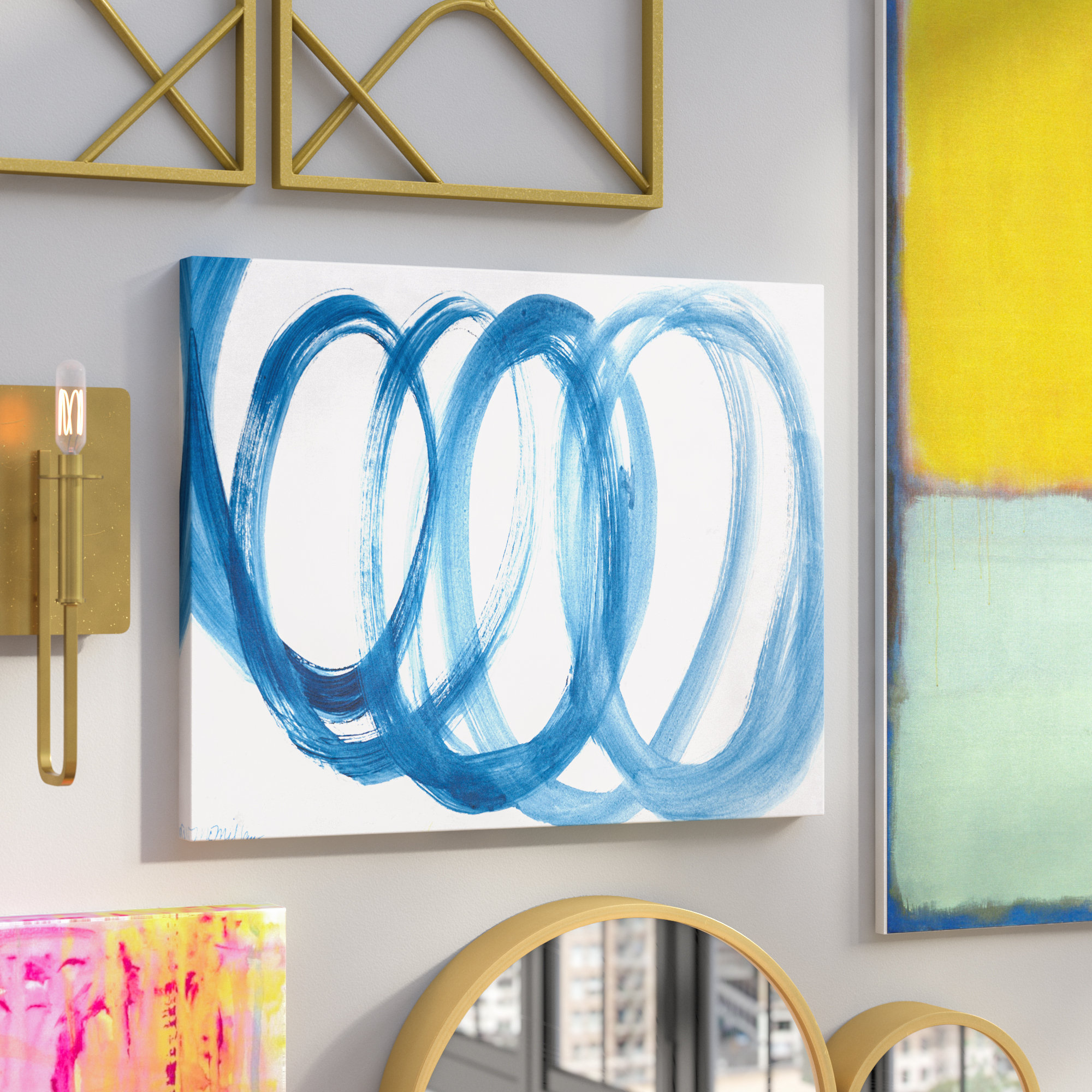 Wrought Studio™ Loopy Blue' by Dana McMillan - Wrapped Canvas Print ...