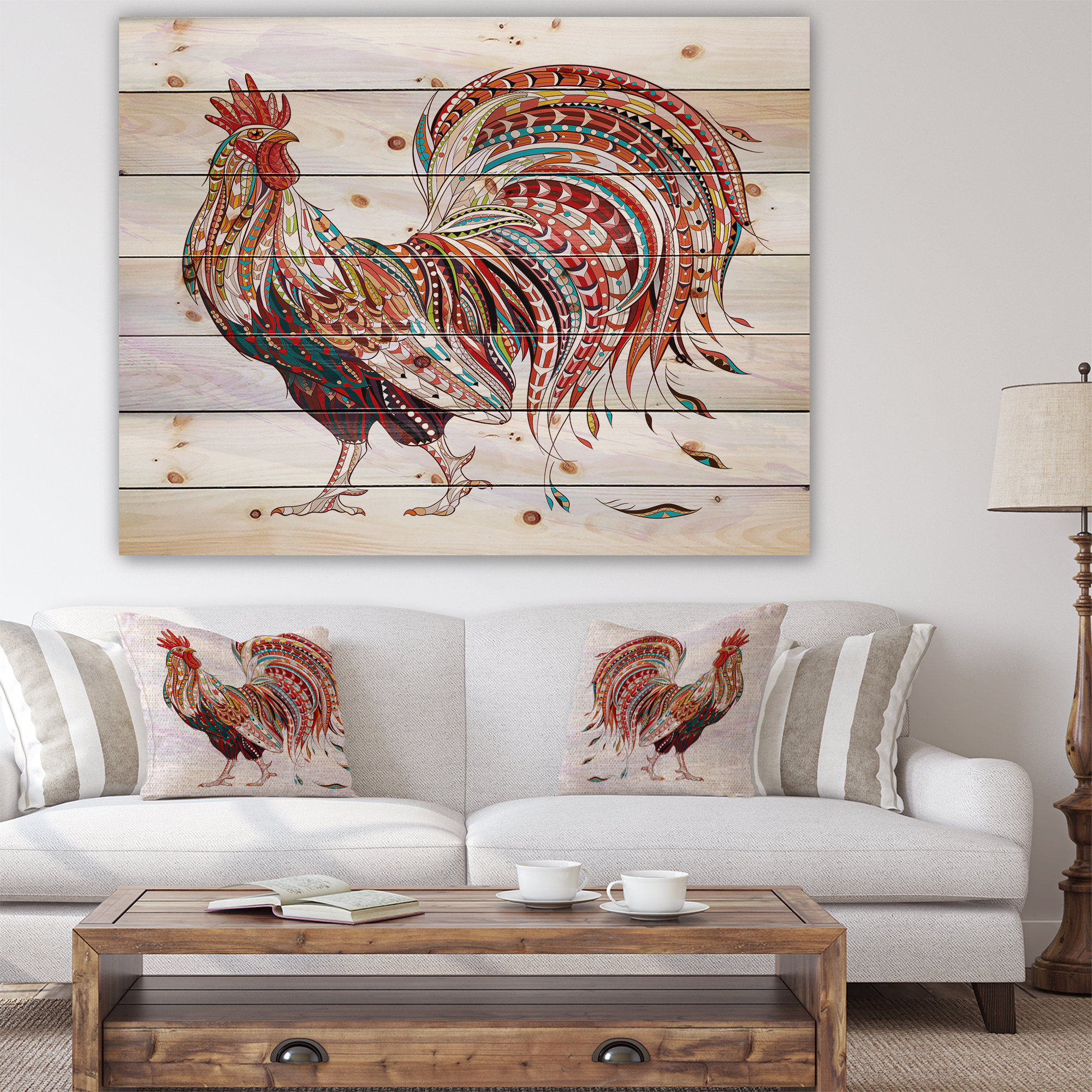 August Grove® Patterned Rooster Symbol Of Chinese New - Traditional ...