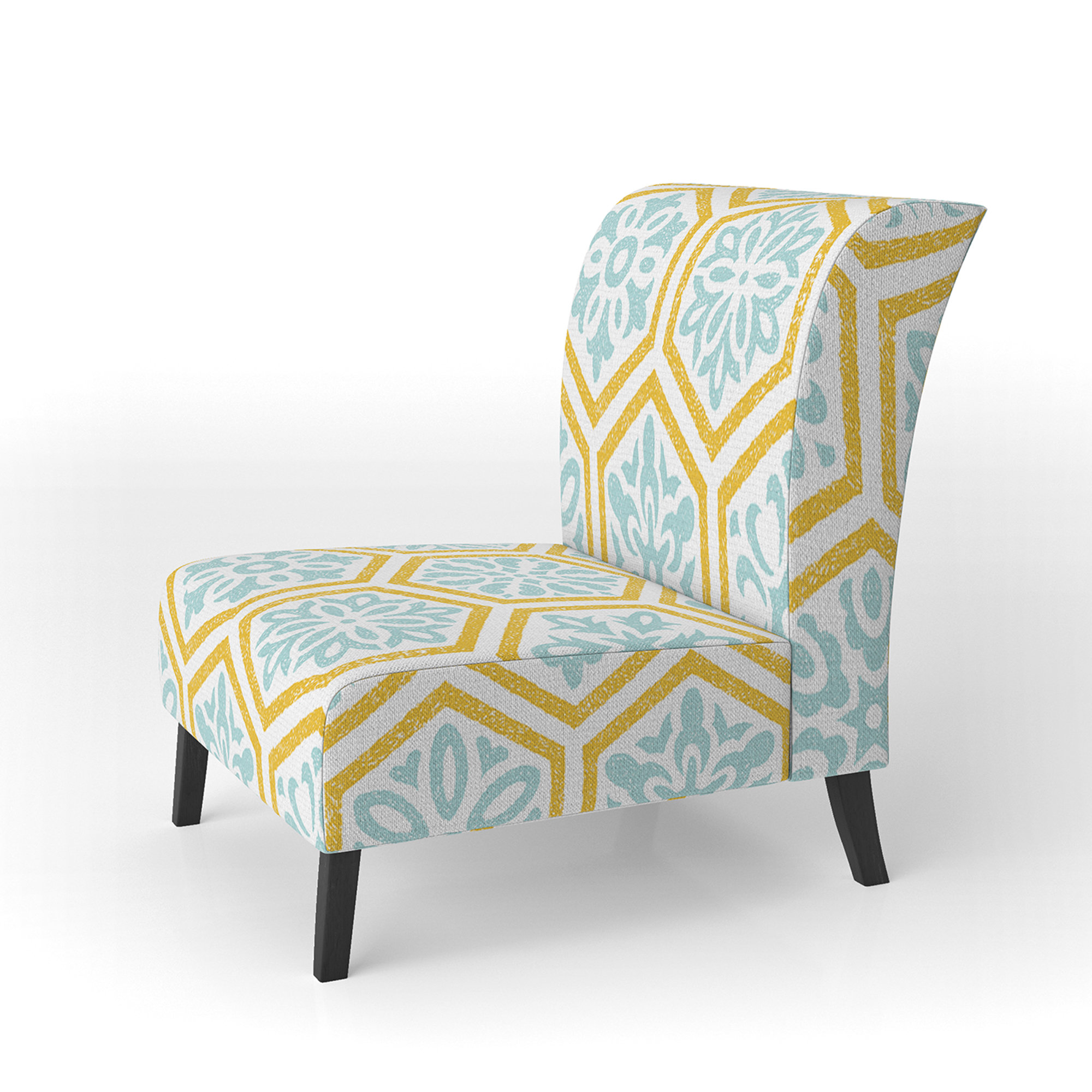 Canora Grey Tile Geometric - Upholstered Patterned Accent Slipper Chair ...