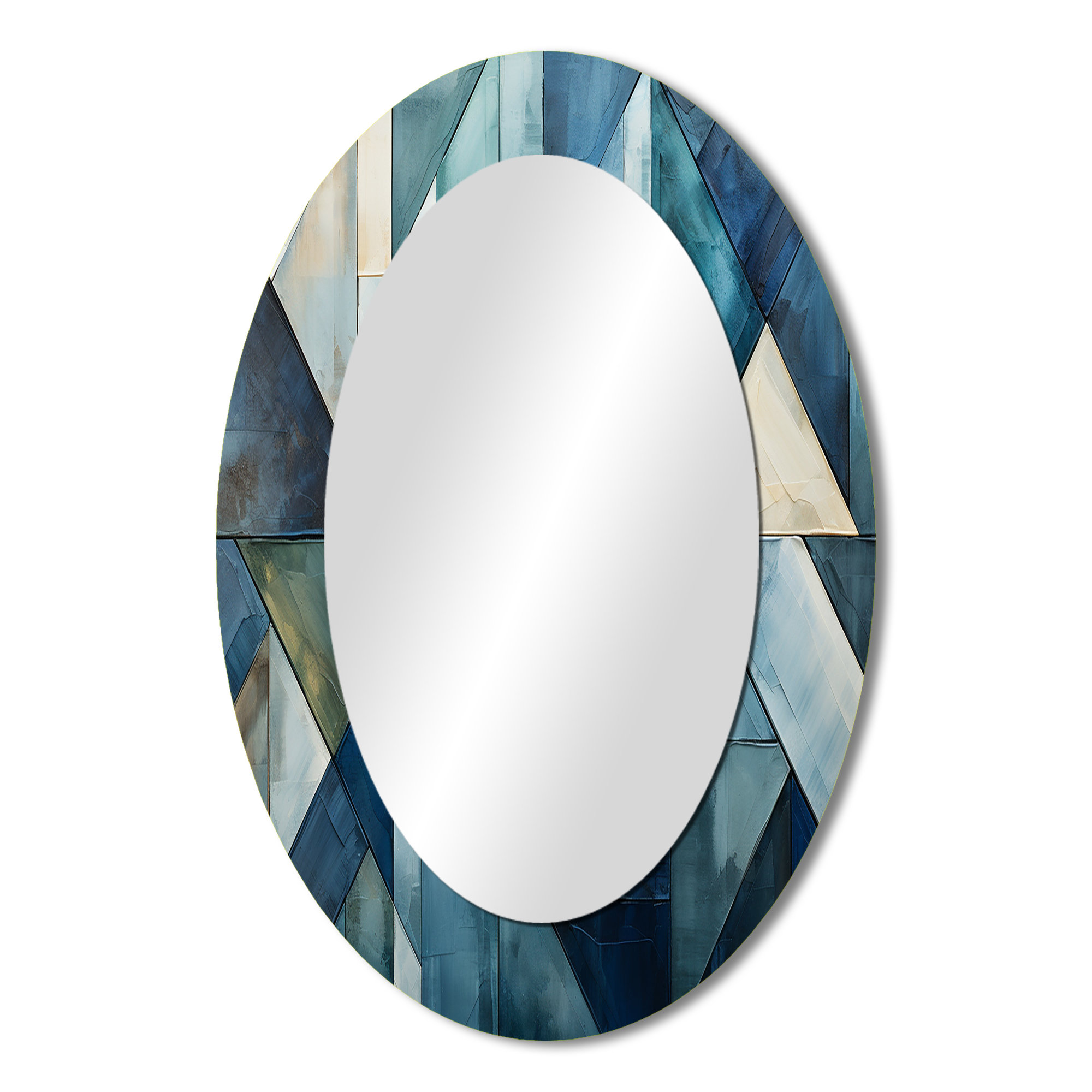 Dakota Fields Nautical White And Blue Geometry Shapes I - Large Oval ...