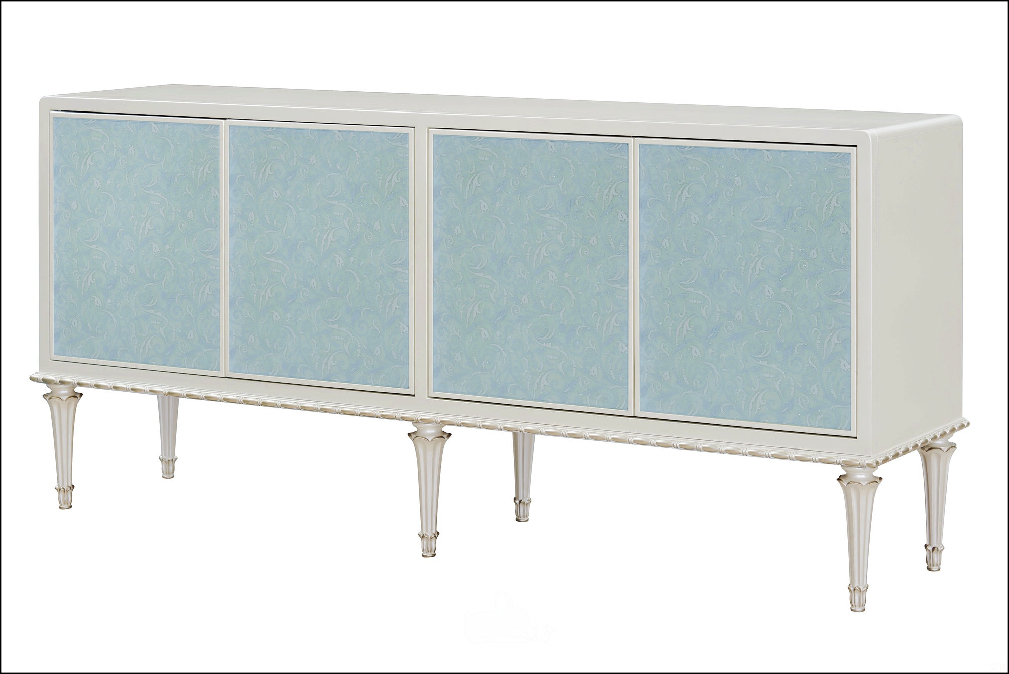 NTYUNRR White & Silver Shimmer Finish Console Cabinet | Wayfair