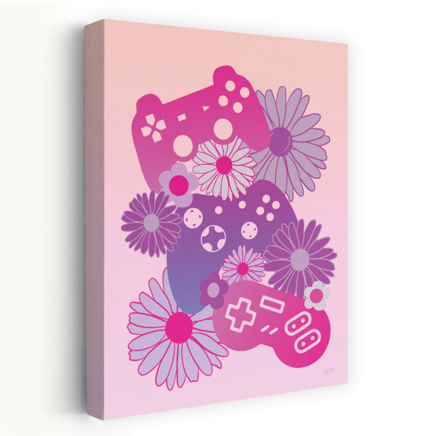 George Oliver Gamer Girl Controllers Contemporary Flower Art | Wayfair