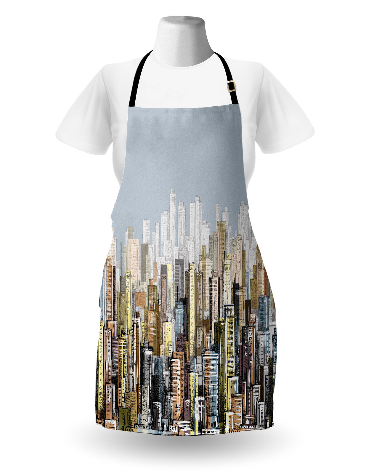 East Urban Home City Apron Unisex, Hand Drawn Modern Life, Adult Size ...