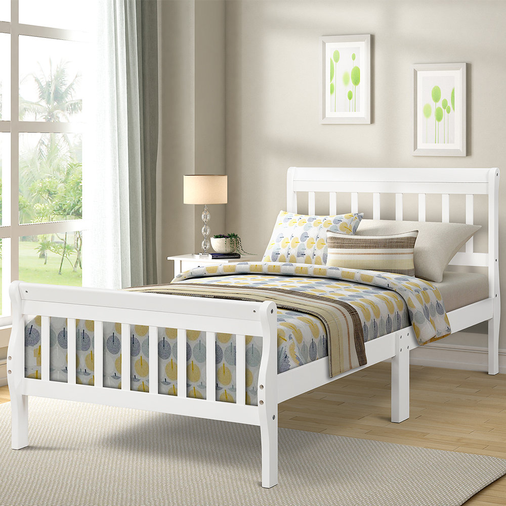 Red Barrel Studio Twin Bed Frame with Headboard and Footboard, Wood ...