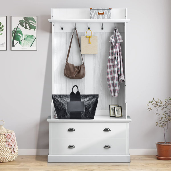 Wildon Home® Arwed Modern style hall tree with drawers and hooks for ...