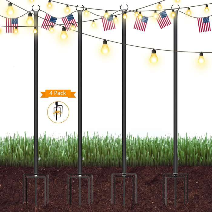 ningbohongzhuankejiyouxiangongsi 4-Pack String Light Pole for Outdoor ...