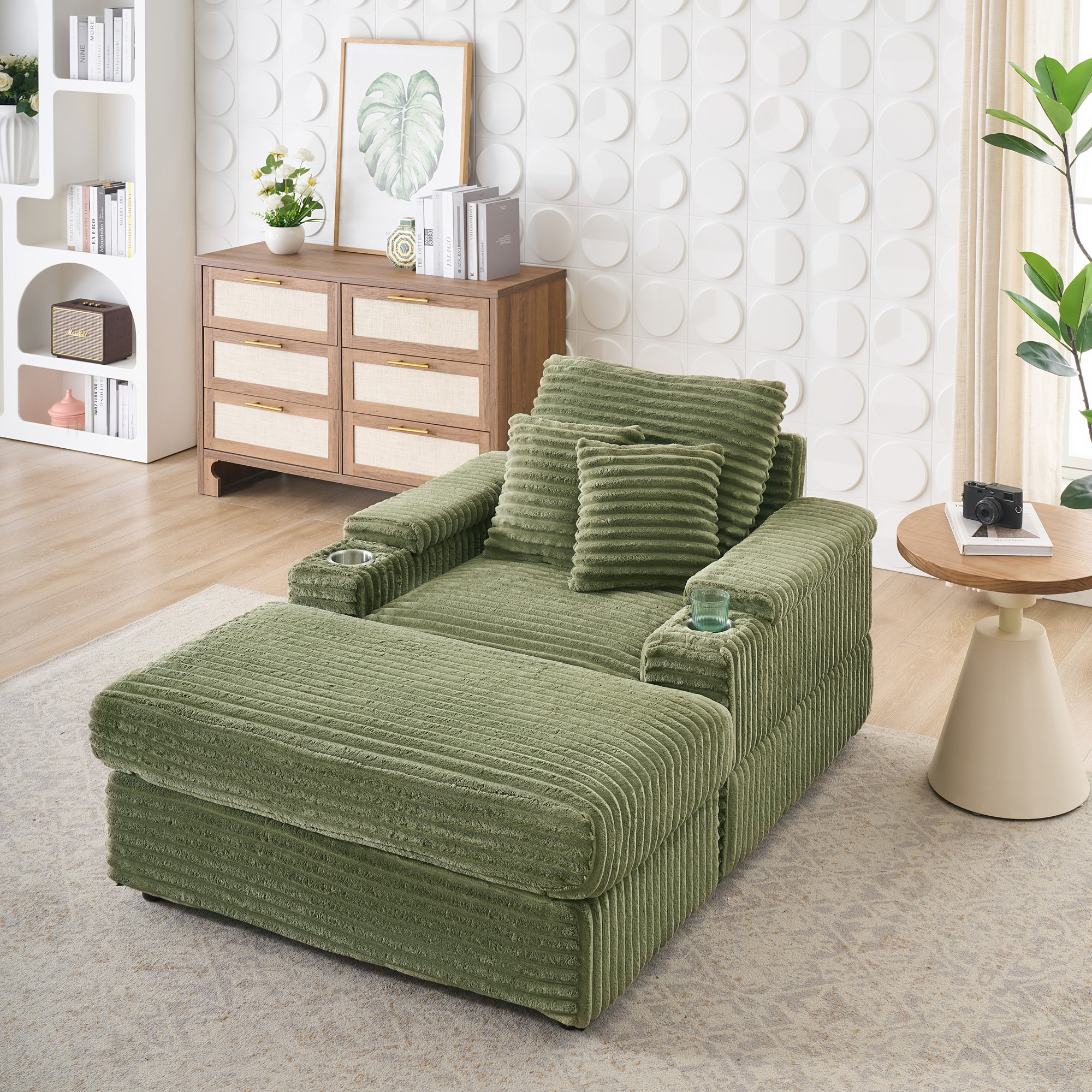 Latitude Run® Kothan 44" Deep Seat Single Corduroy Sofa With Ottoman ...