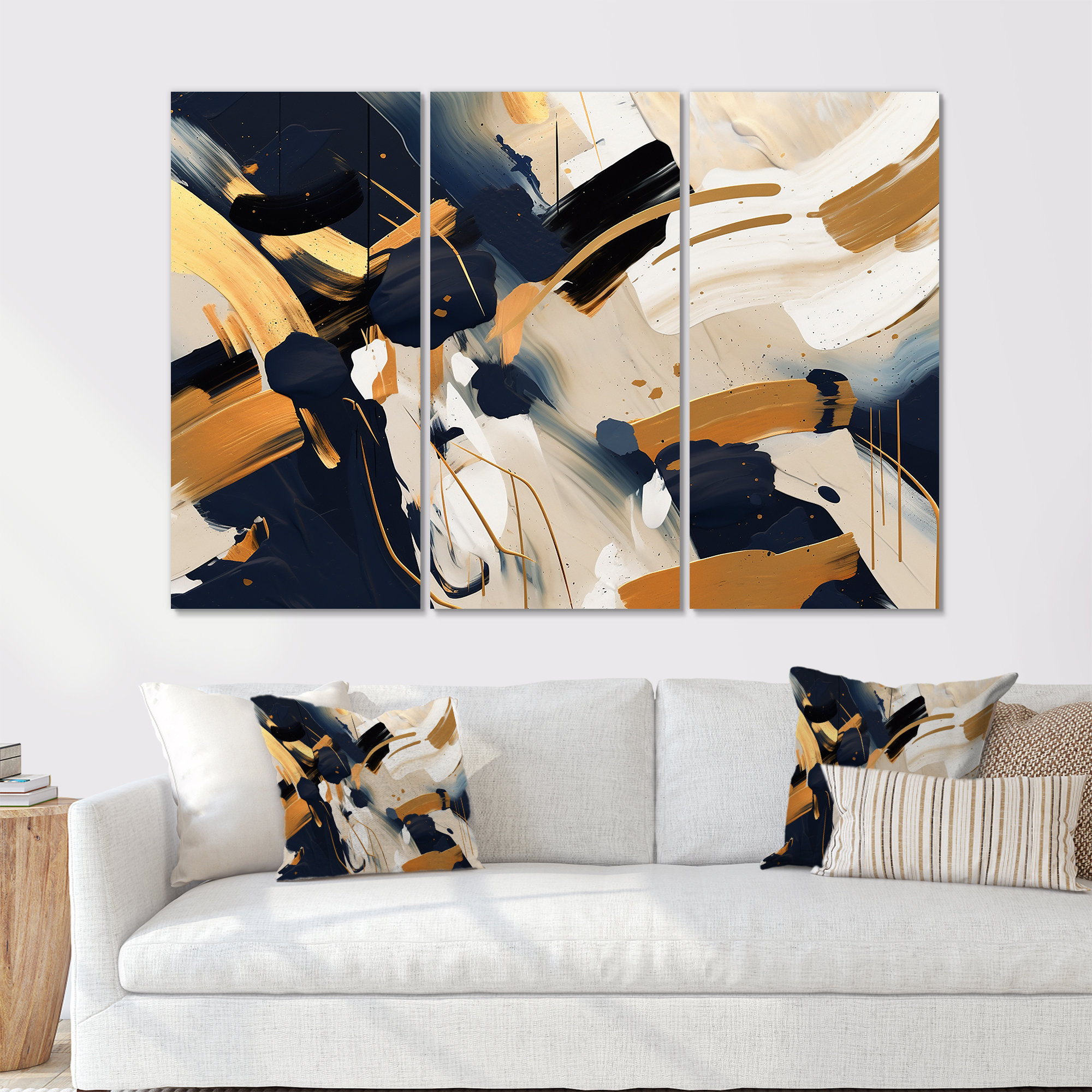 Ivy Bronx Abstract Gold And Black Fight - Abstract Shapes Wall Art Set ...