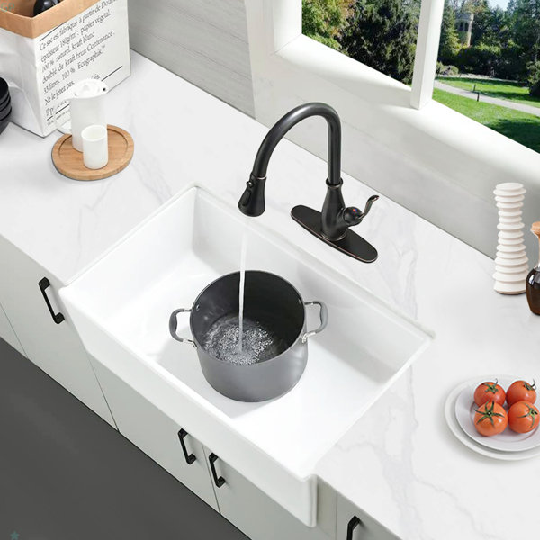 Go Peak Track Fireclay 30" L X 20" W Workstation Farmhouse Kitchen Sink ...