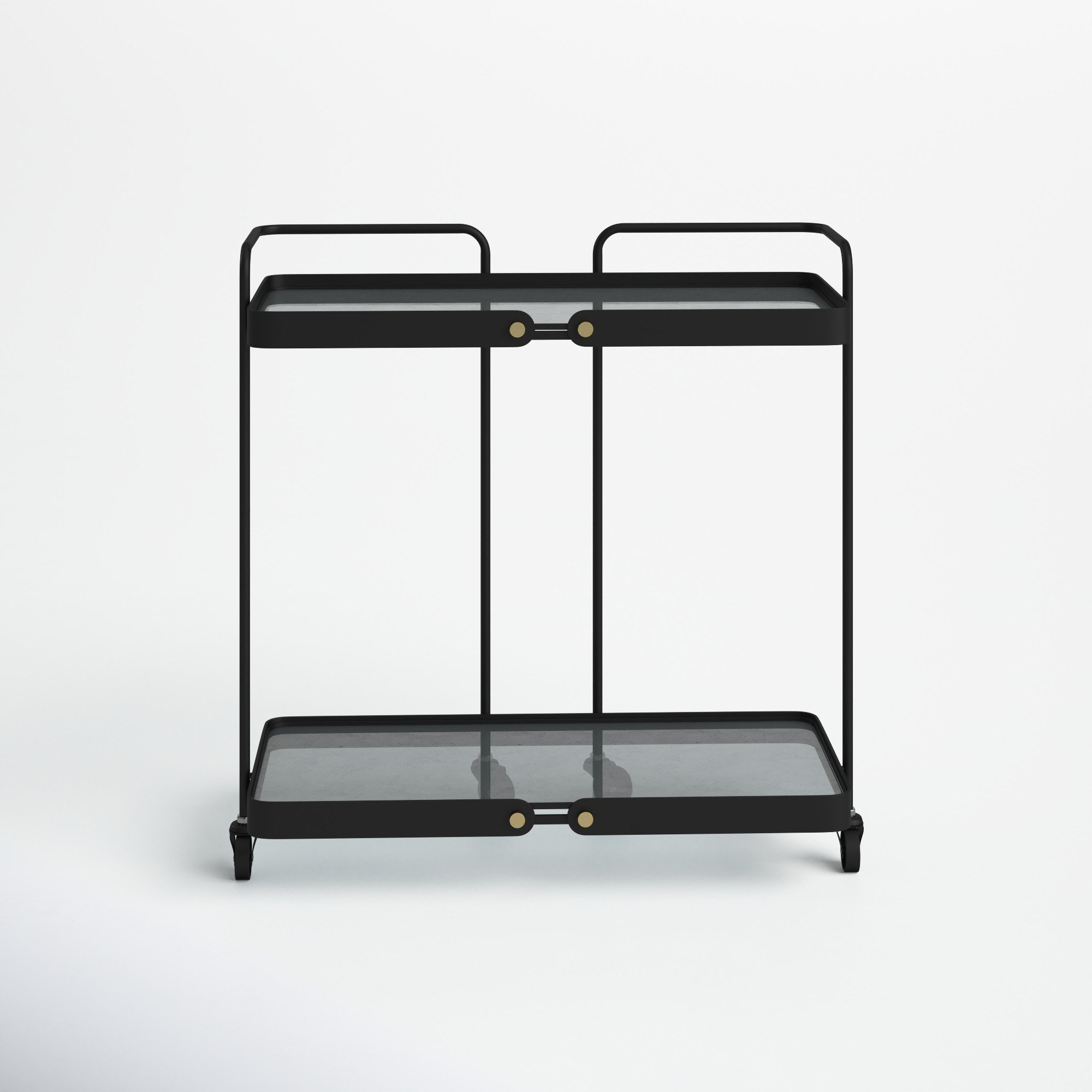 Joss & Main Metal, 27"h 2-layered Bar Cart with Smokey Glass, Bl 27.0"H ...