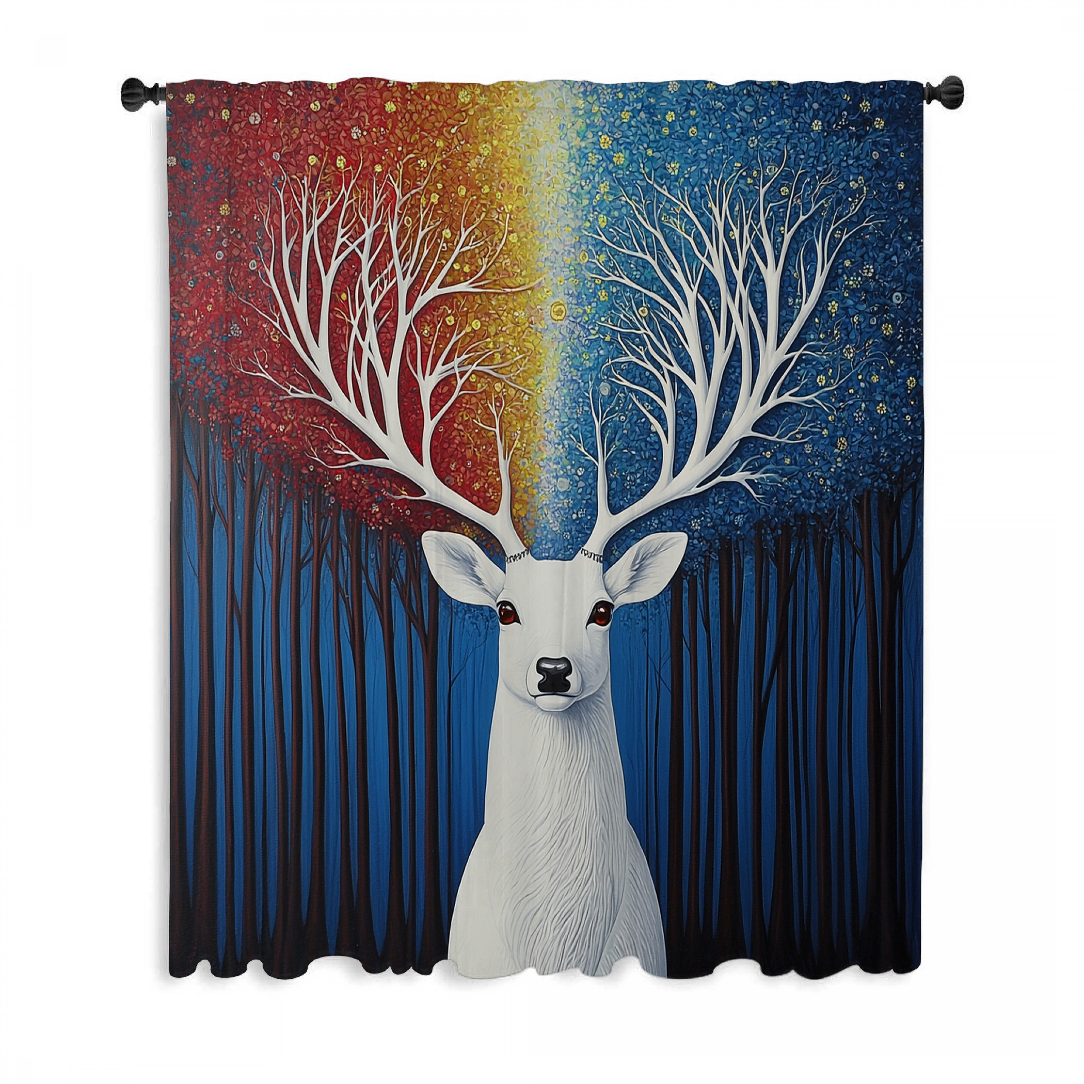 Dakota Fields White Deer Window Curtains, Animal Blockout & Sheer ...