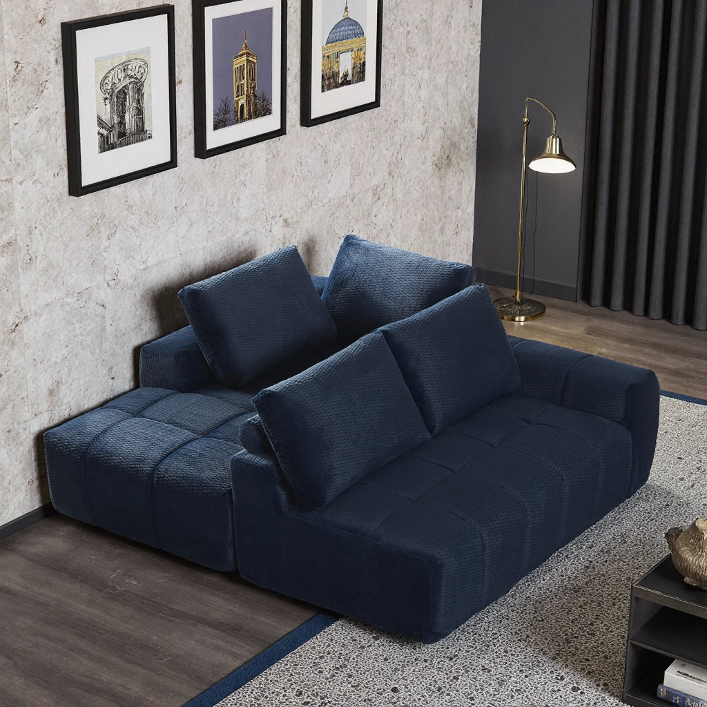Latitude Run® Chenille L-Shape Luxury Sectional Sofa, Comfy Sleeper ...