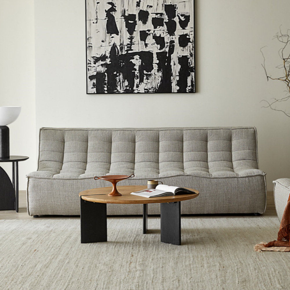Ebern Designs Designer Waffle-Pattern Armless Sofa | Wayfair