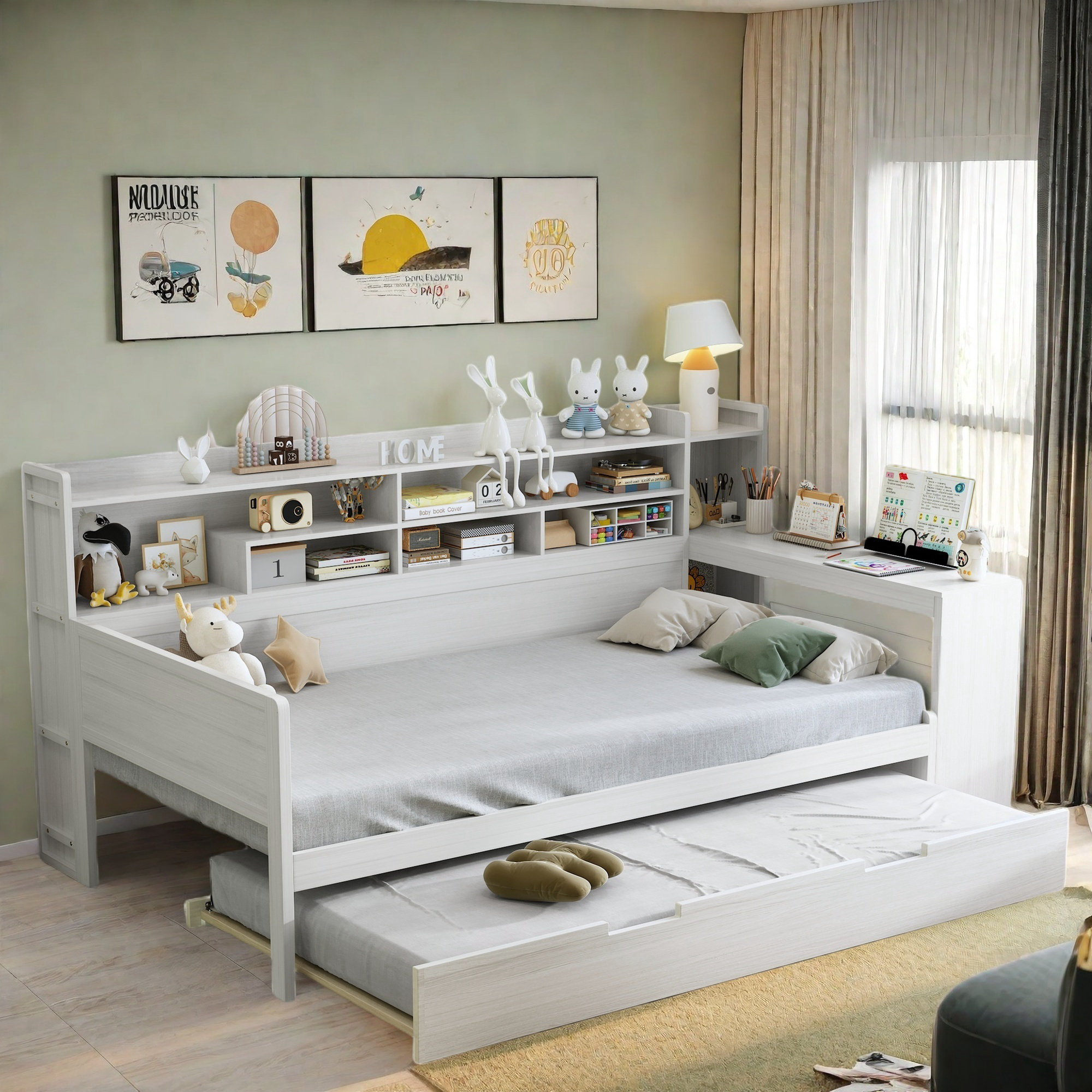 Red Barrel Studio® Multifunctional Wooden Daybed With Storage Shelves ...