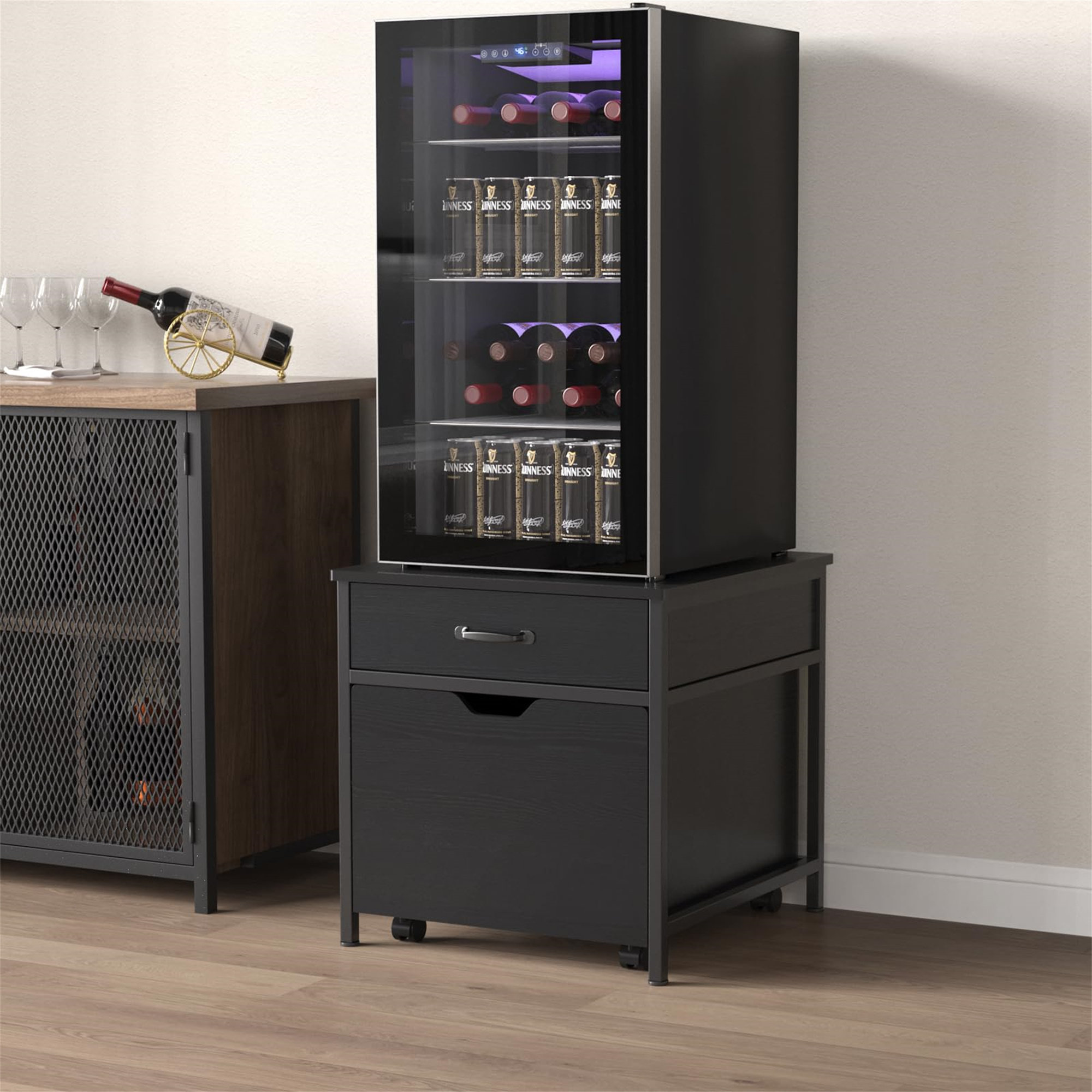 Rebrilliant Mini Fridge Stand With Storage | Wayfair
