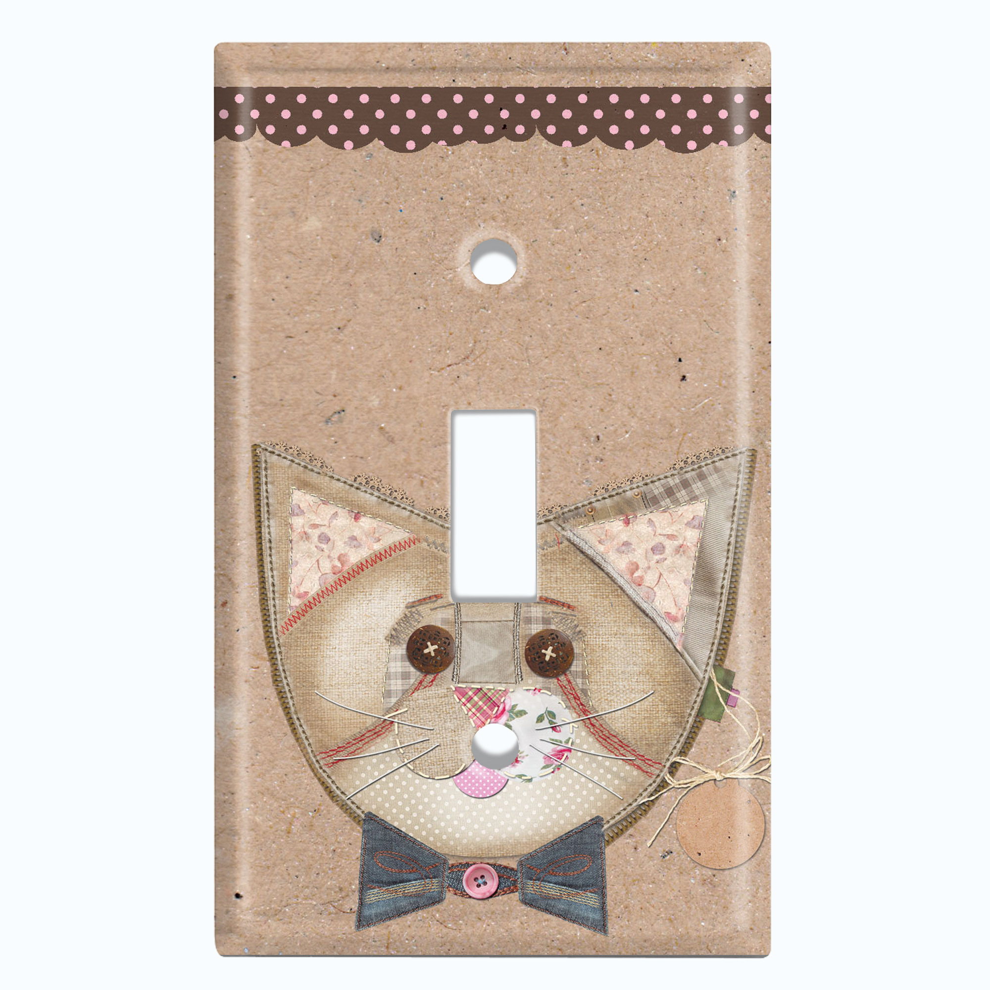 WorldAcc Metal Light Switch Plate Outlet Cover (Patchwork Cat Button ...