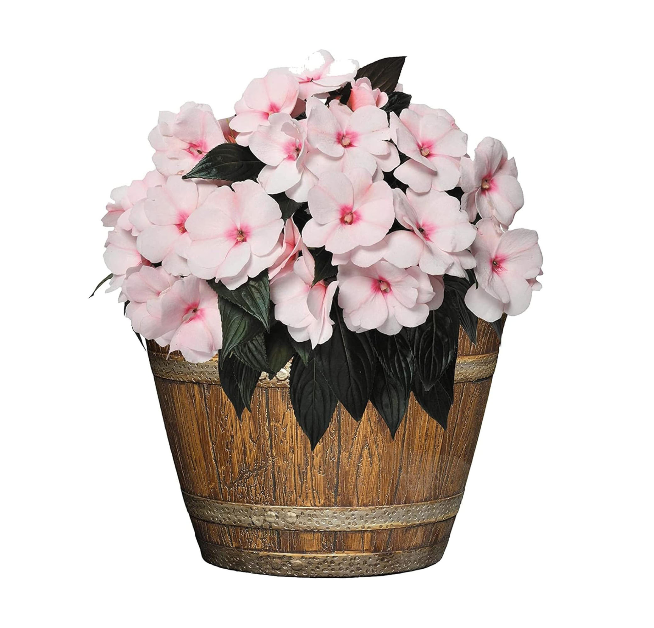 Ophelia & Co. Round Whiskey Resin Flower Pot Barrel Planter, Brown ...