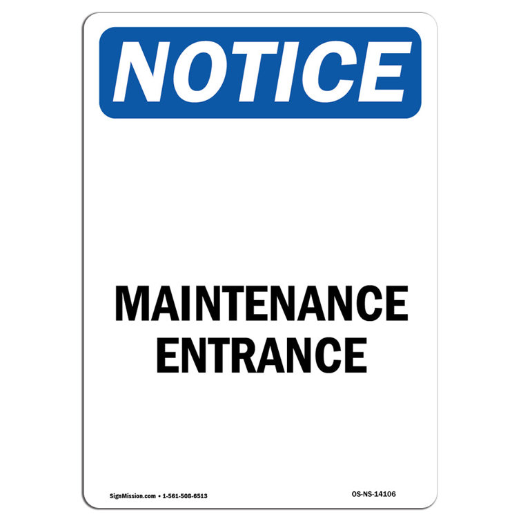 SignMission Maintenance Entrance Sign | Wayfair