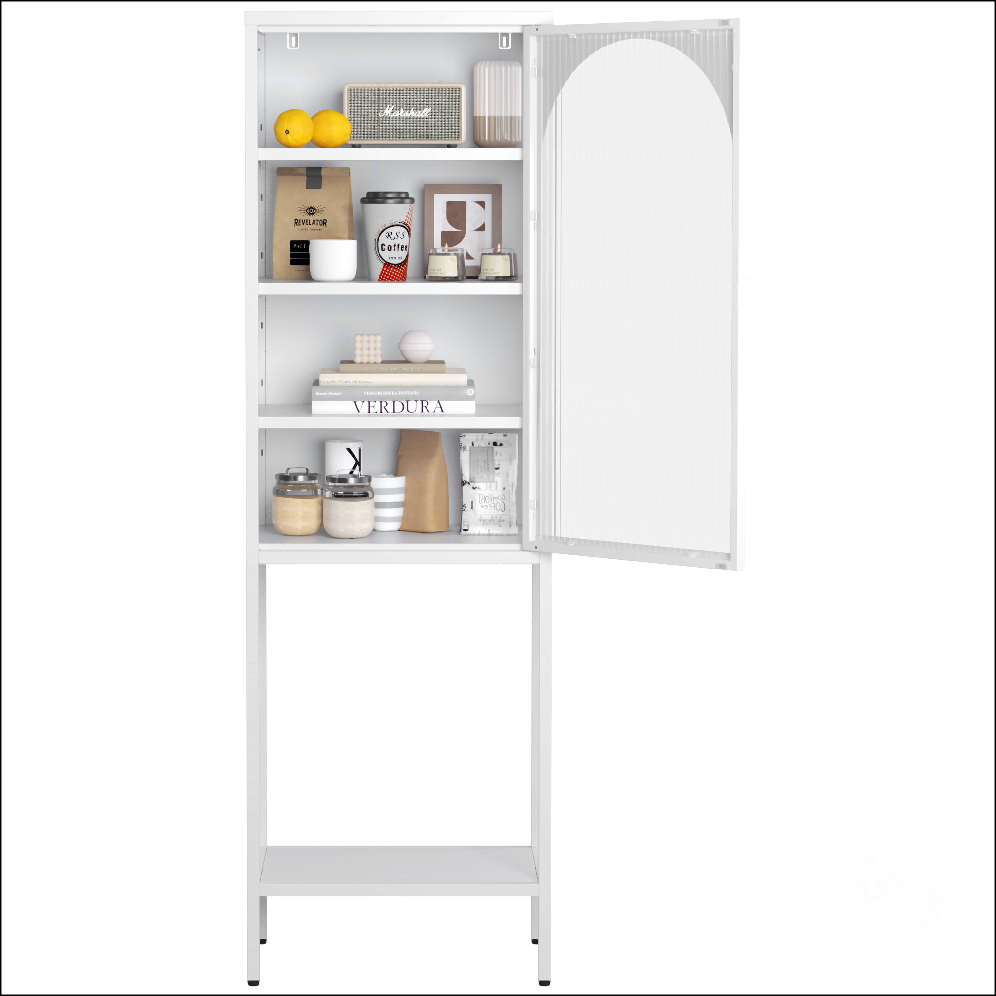 17 Stories Metal Glass Door Display Storage Cabinet - 5-Tier Cube ...