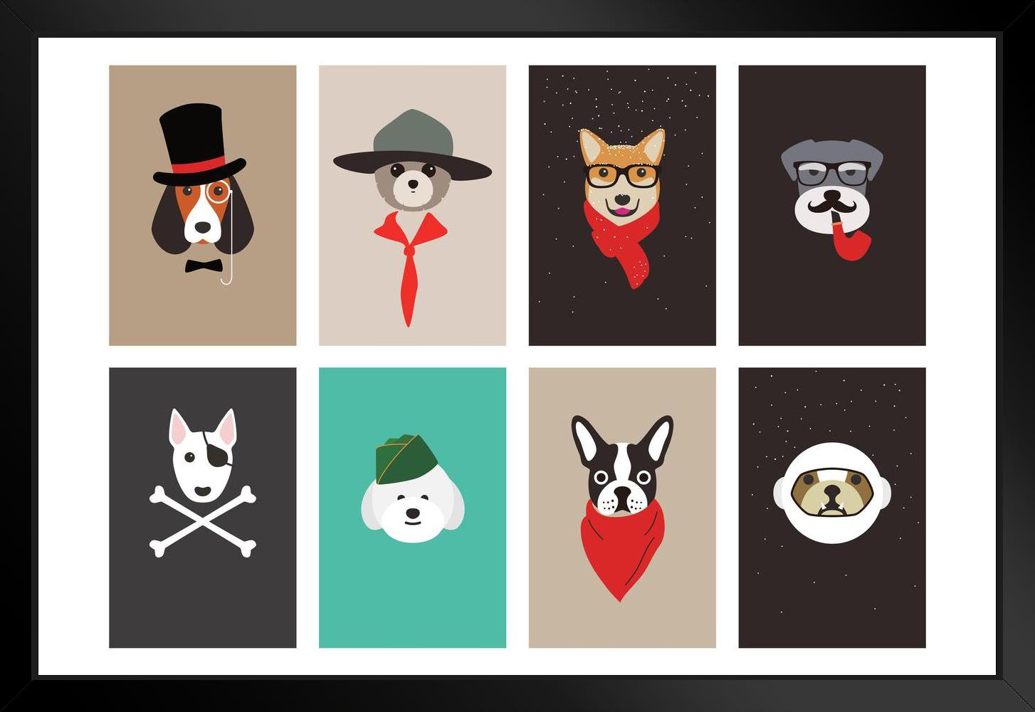 Trinx Hipster Dogs With Attitudes Dog Posters For Wall Funny Dog Wall ...