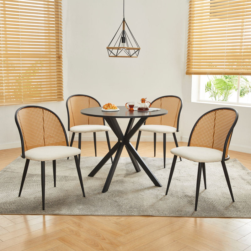 Bay Isle Home™ 5-Piece Mid-Century Modern Round Wooden Dining Table ...