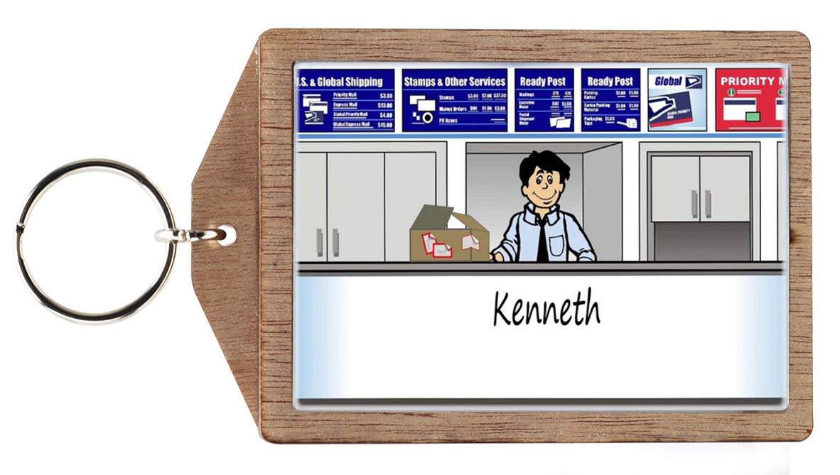 Printed Perfection Personalized Post Office Employee Male Wooden Key ...