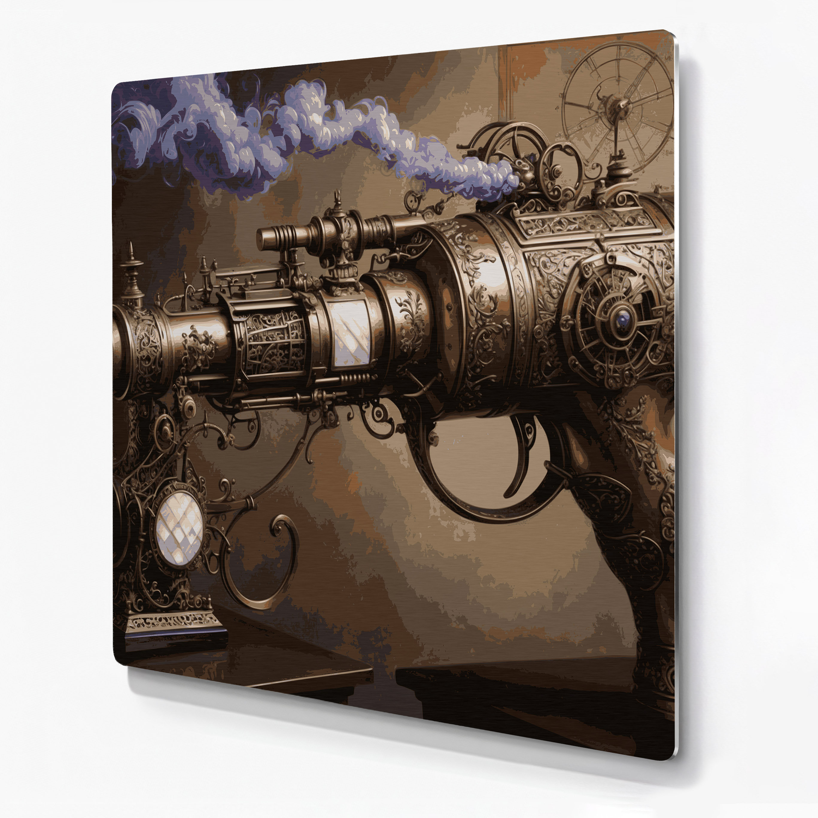Hokku Designs SciFi Victorian era ray gun Brown Metal Wall Art | Wayfair