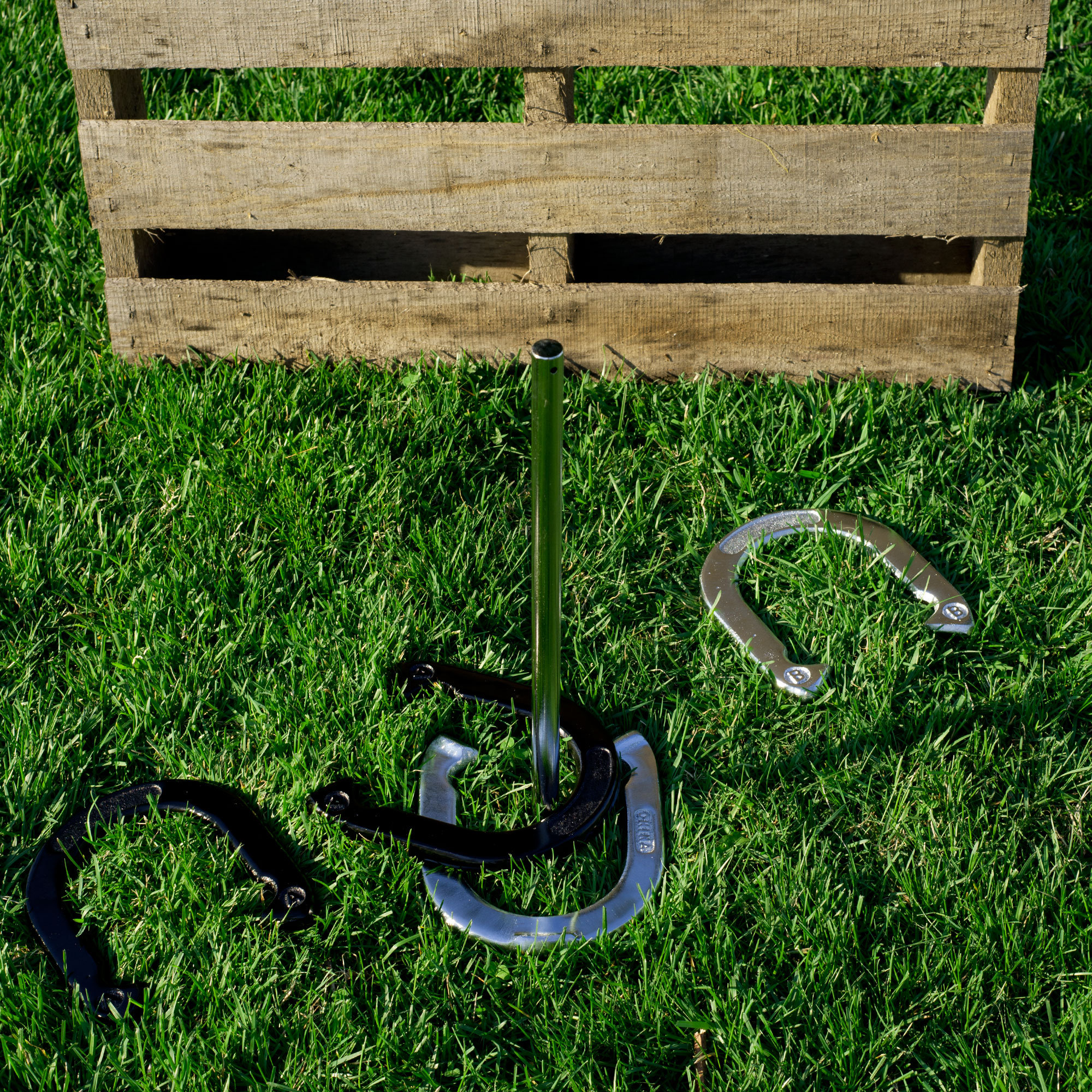 Hey! Play! Professional Horseshoe Set with 4 Horse Shoes, 2 Poles and ...