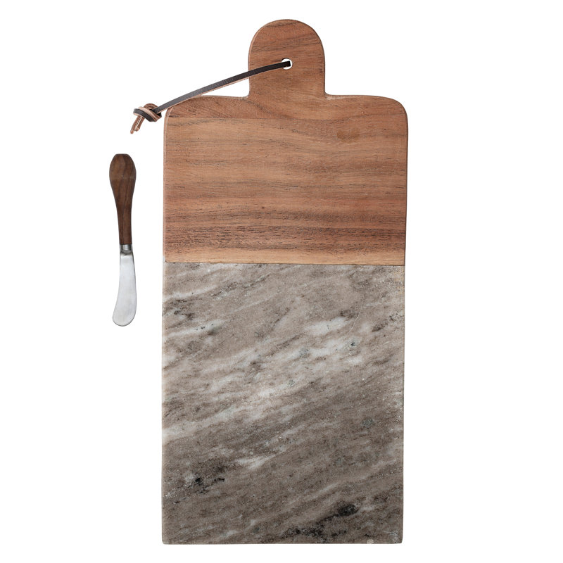 Bloomingville Marble and Acacia Wood Cheese Cutting Board with Cheese ...