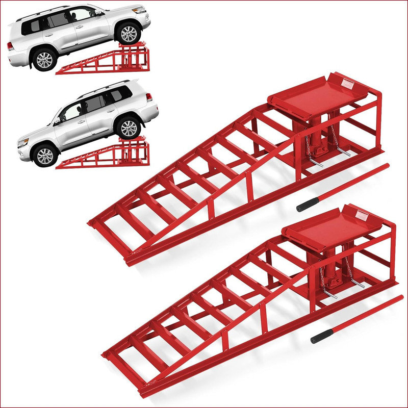 babevy Hydraulic Car Ramps 2-Pack, 11000Lbs Low Profile Portable Car ...
