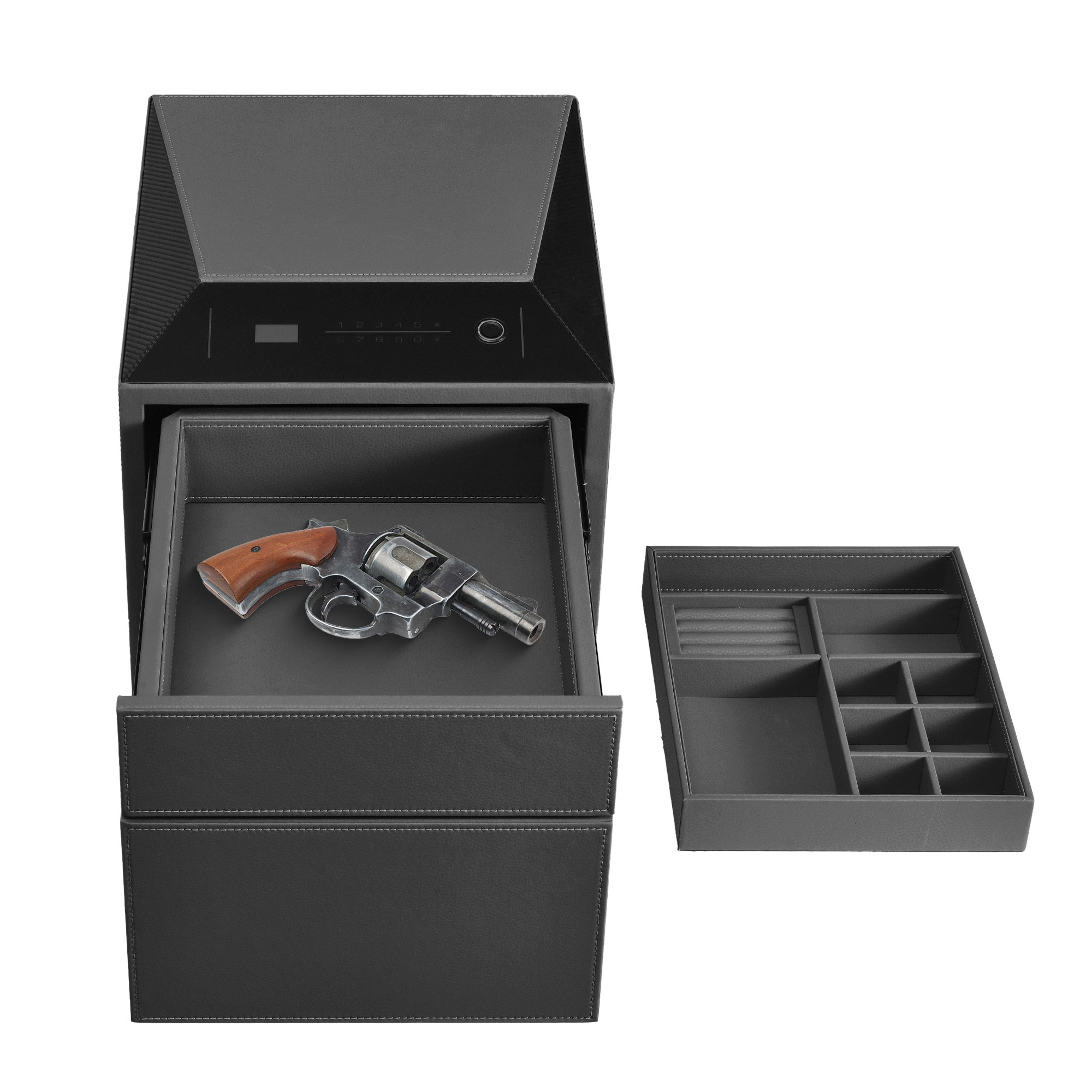 UNISOAR Biometric Fingerprint safe, Slide-Away Handgun Safe for Pistols ...