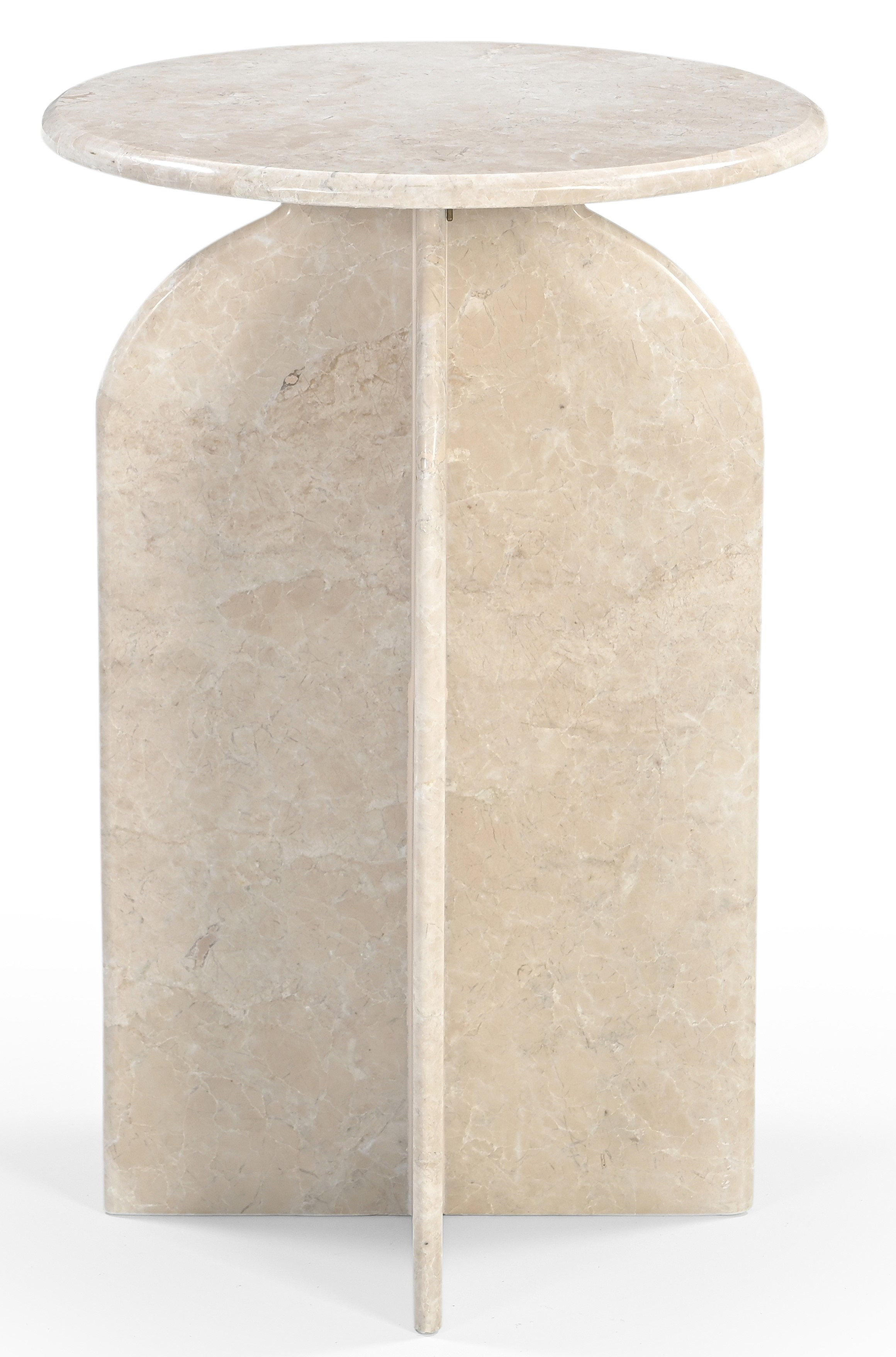 Orren Ellis Arden Side Table In Modern Light Cream Italian Marble | Wayfair