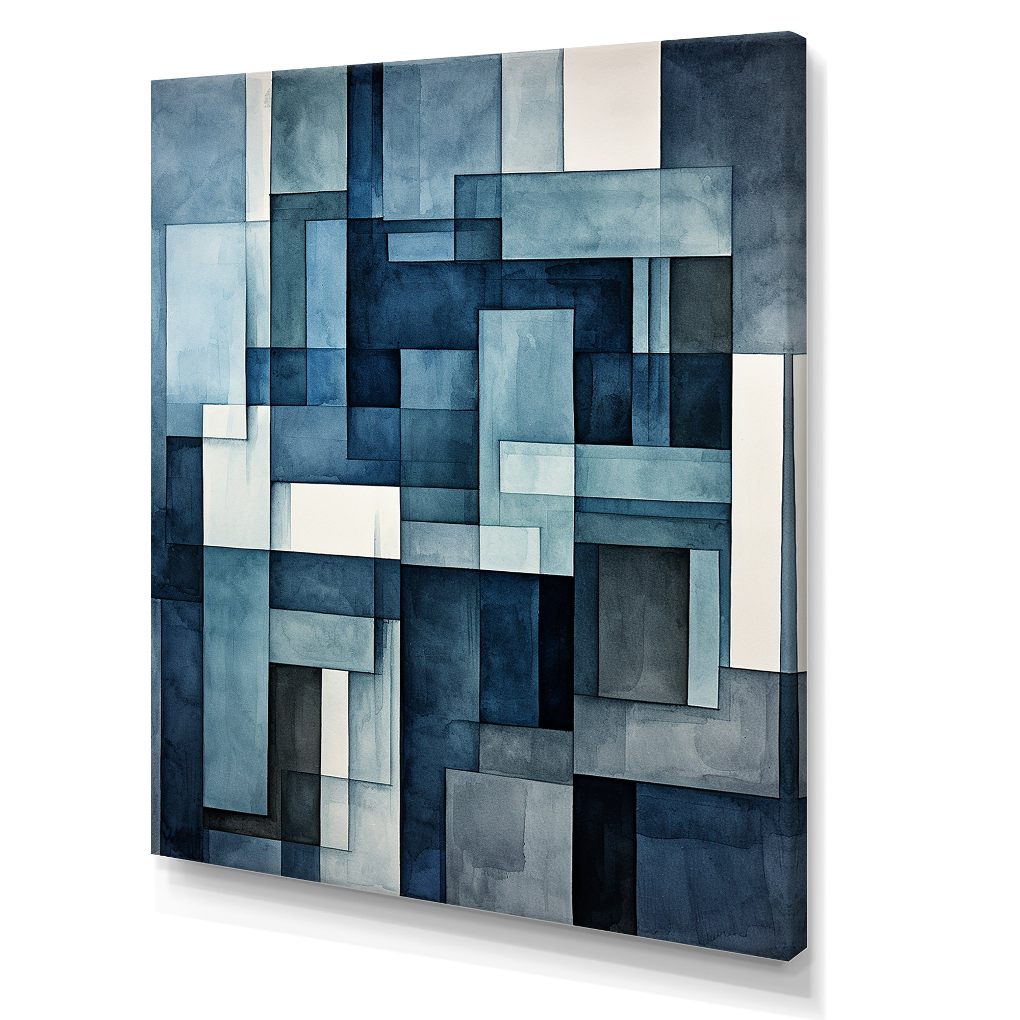 Design Art Indigo Illusion Abstract Shapes II - Abstract Shapes Canvas ...