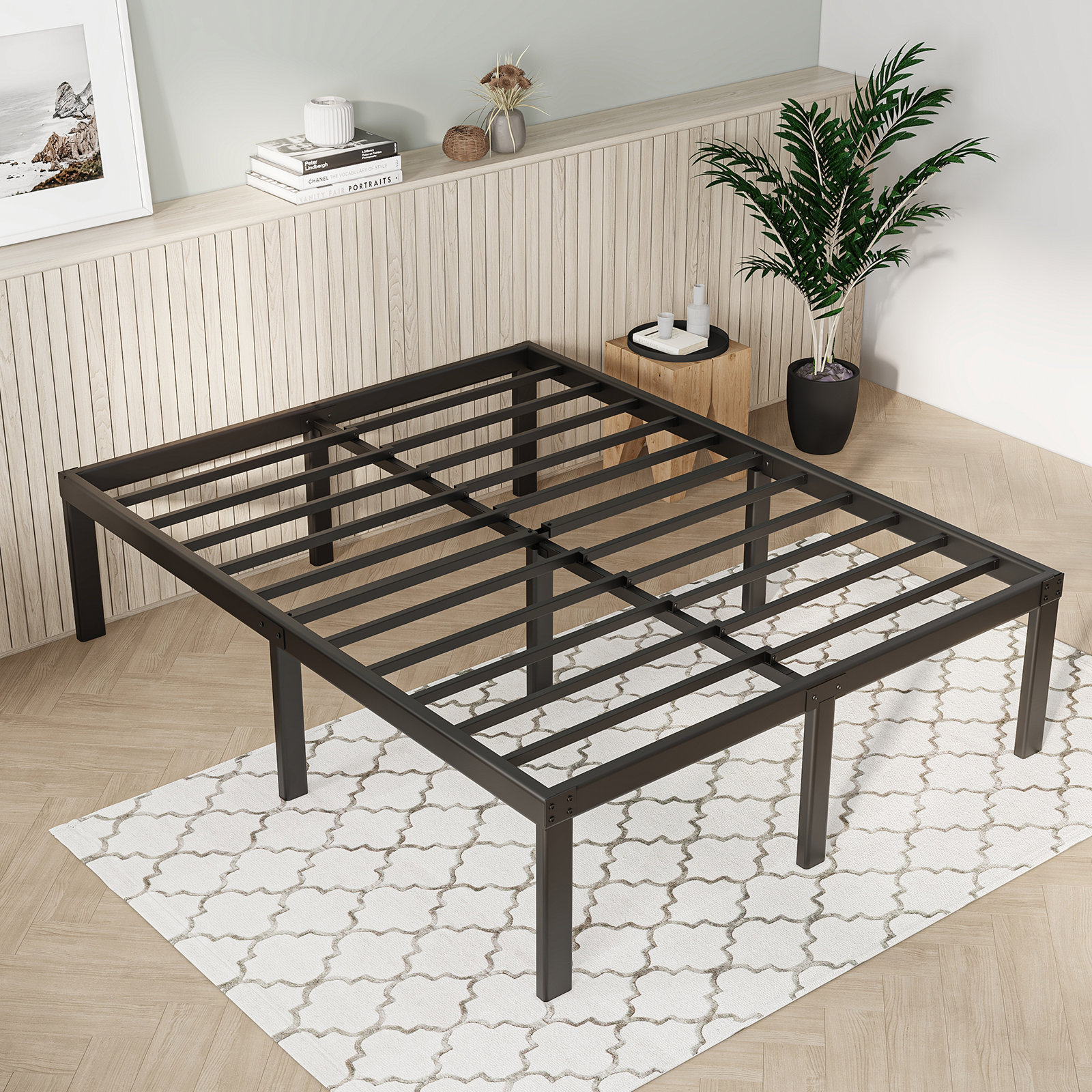 Novilla 14" Steel Bed Frame Heavy-Duty Noiseless, No Boxspring Needed ...