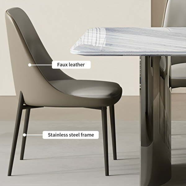 ALLNICEDT Modern Rectangular Natural Marble Dining Table Set | Wayfair