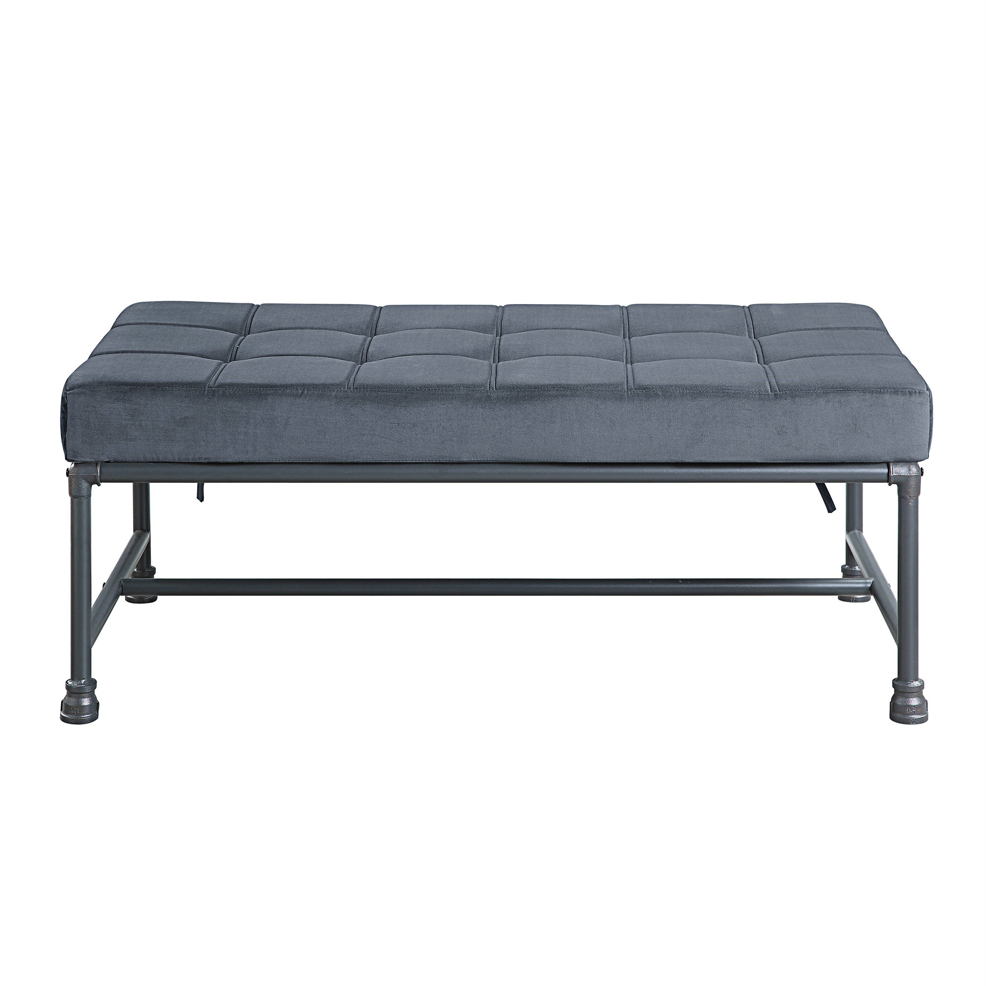 Williston Forge Brantley Bench In Grey Velvet & Sandy Grey Finish ...